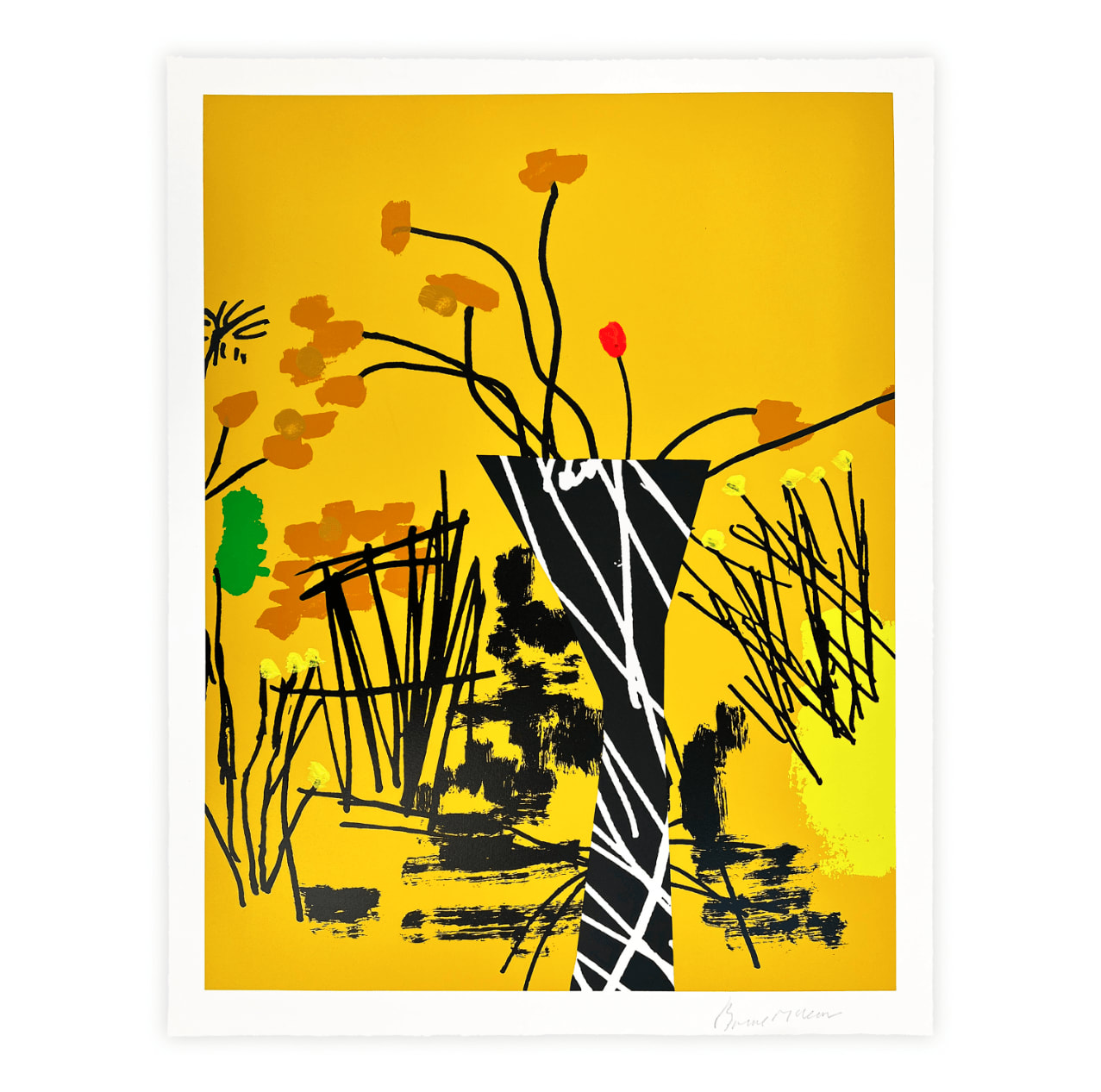 Bruce Mclean, A Vase of Arranged Flowers in a Wild Garden - Yellow ...