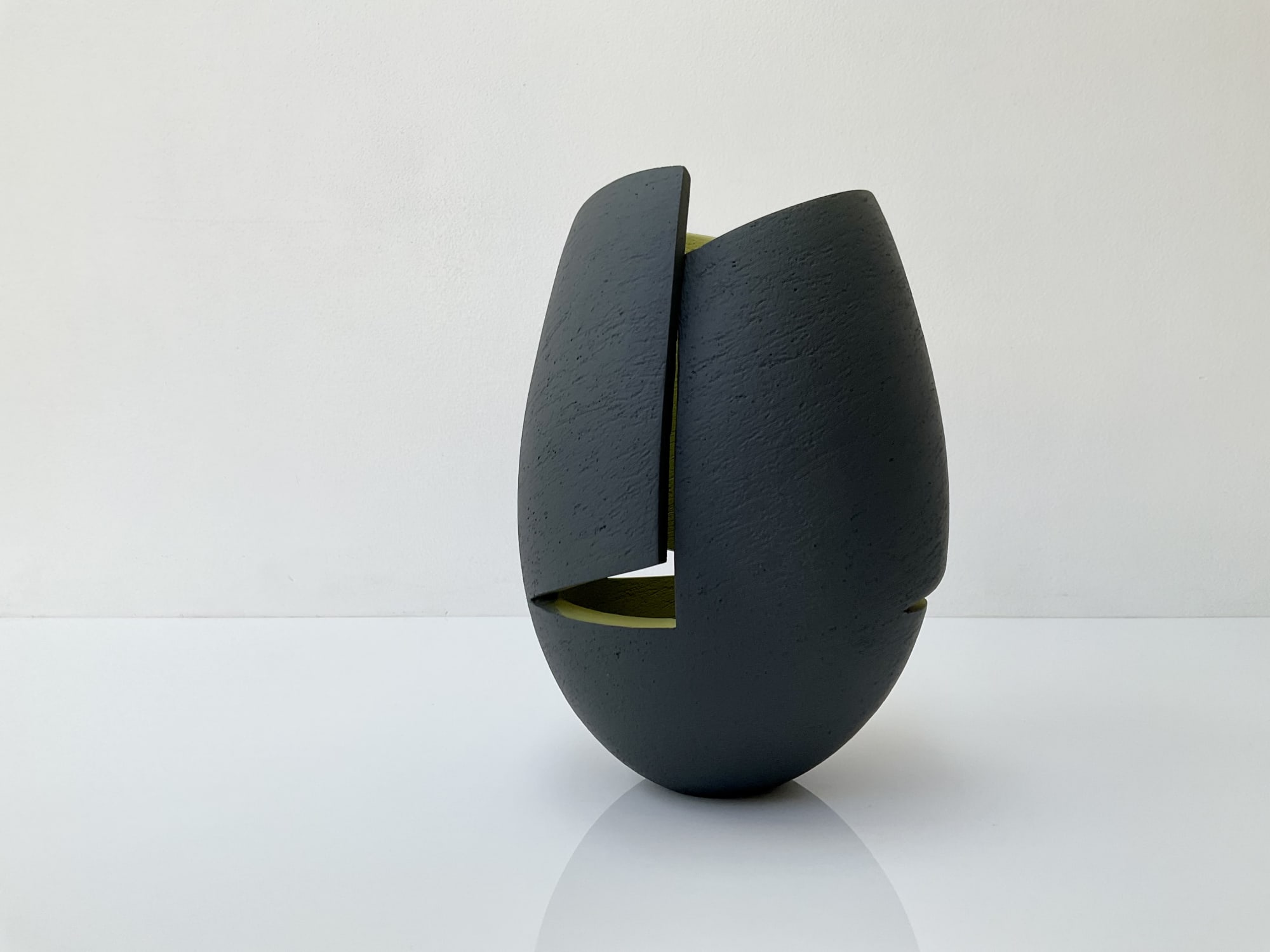Ashraf Hanna, Cut & Altered Black Vessel with Chartreuse Interior | Contemporary Six