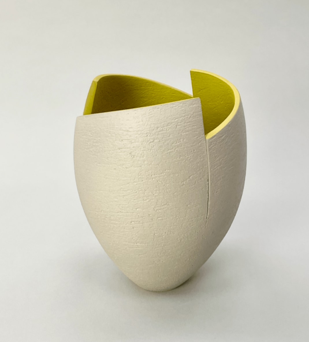 Ashraf Hanna, Grey cut and altered vessel with chartreuse interior ...