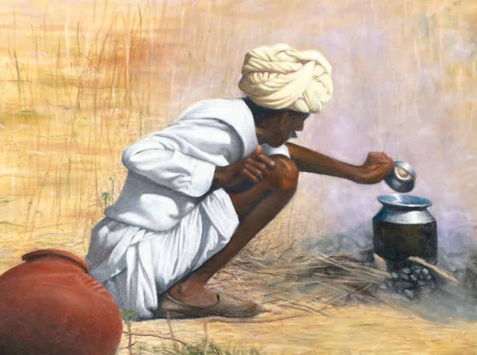 Mark Clark, Rajasthani Man with Vessel (London Gallery) | Cricket Fine Art