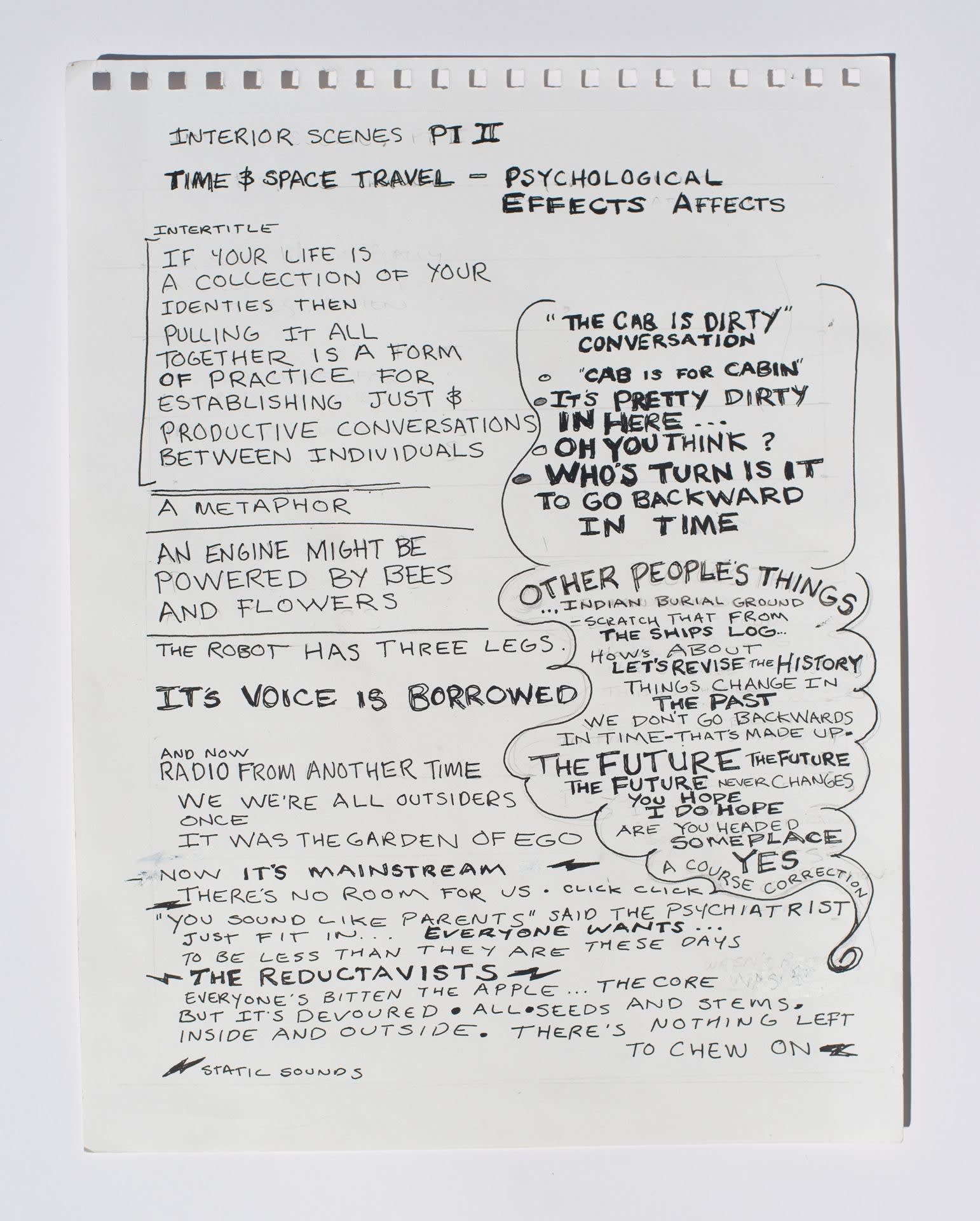 T. Kelly Mason, Space Film Inked Script, 2019 | Cristin Tierney