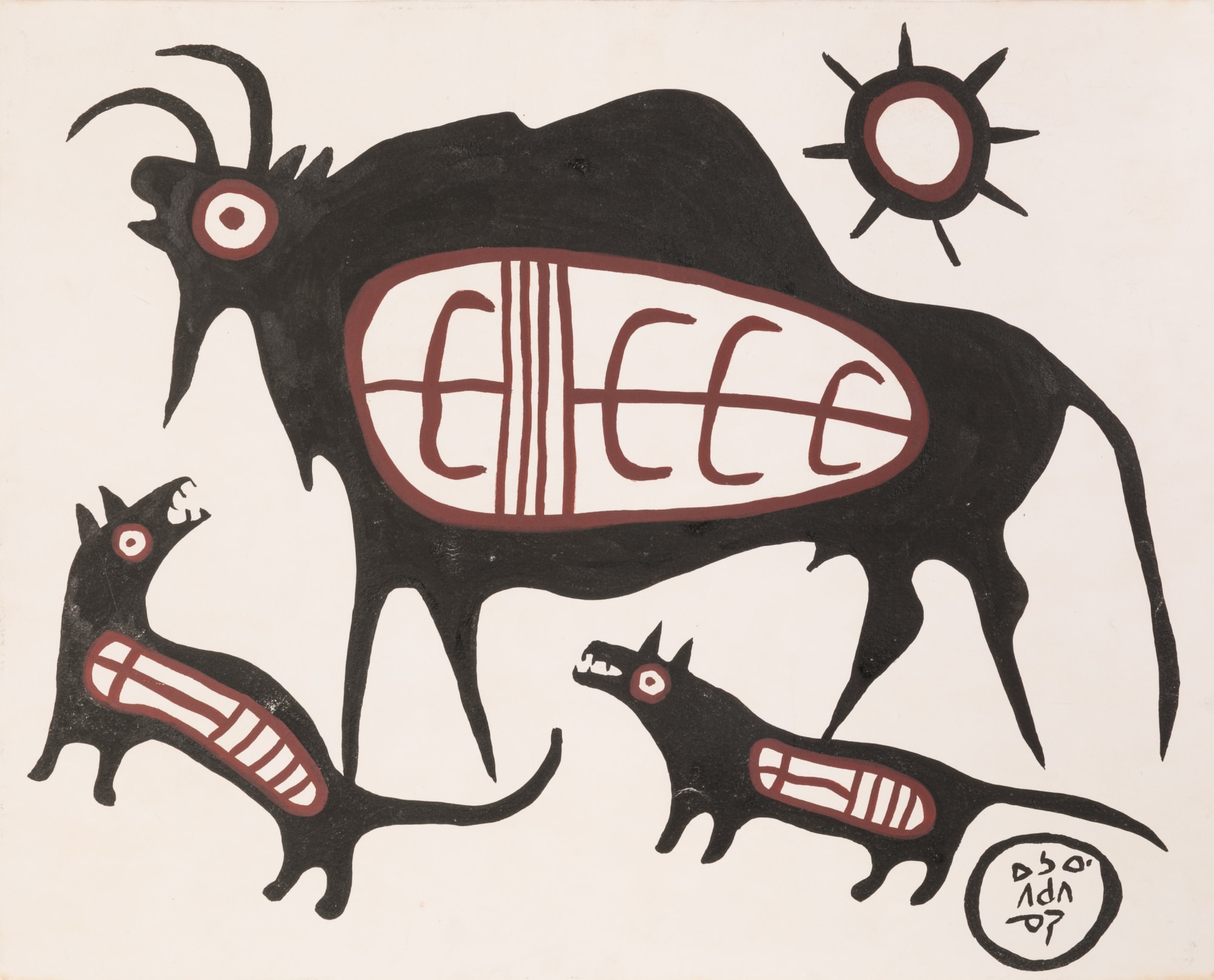 NORVAL MORRISSEAU, C.M. (1931-2007) ANISHINAABE (OJIBWE), Buffalo of ...