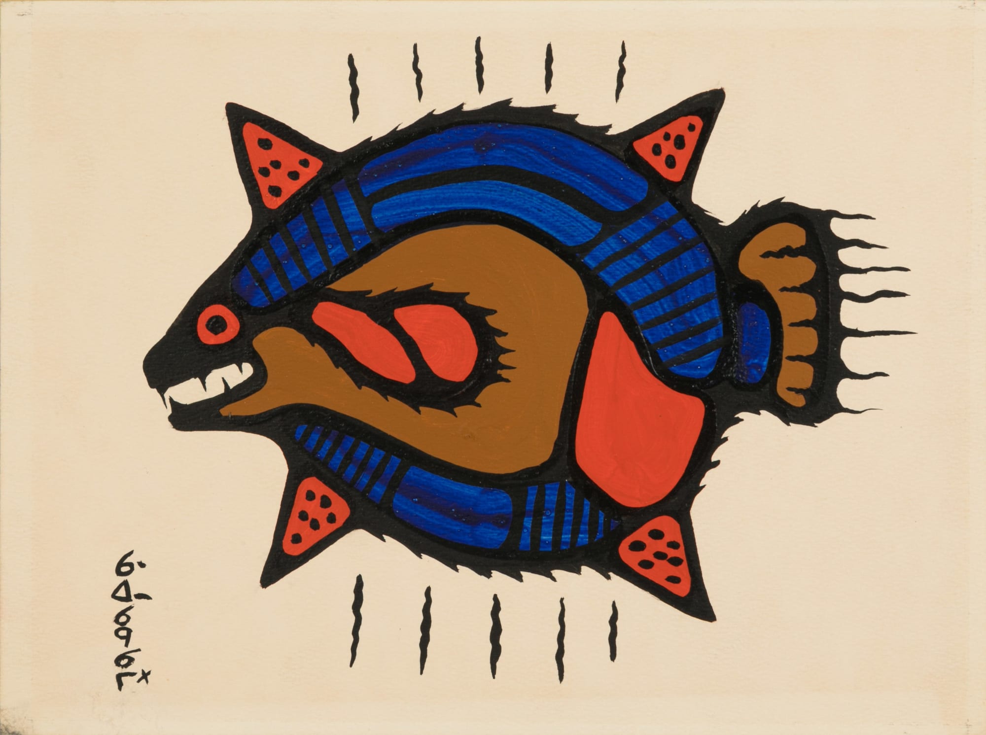 GOYCE KAKEGAMIC (1948-2021) ANISHINAABE (CREE), Fish, mid-late 1970s ...