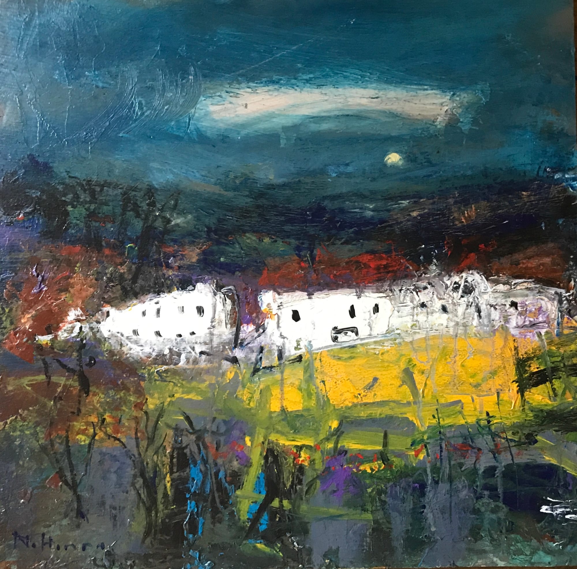 Nael Hanna, White Houses, Auchmithie | Fraser Gallery St Andrews Nael Hanna, White Houses, Auchmithie | Fraser Gallery St Andrews