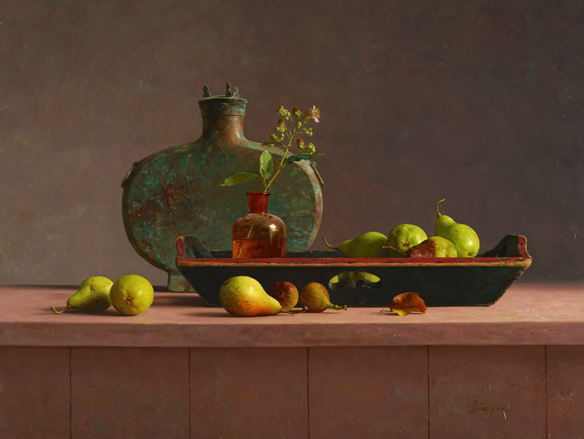 Qiangli Liang, Chinese bronzen ketel met peren en vijgen, 2021 ...