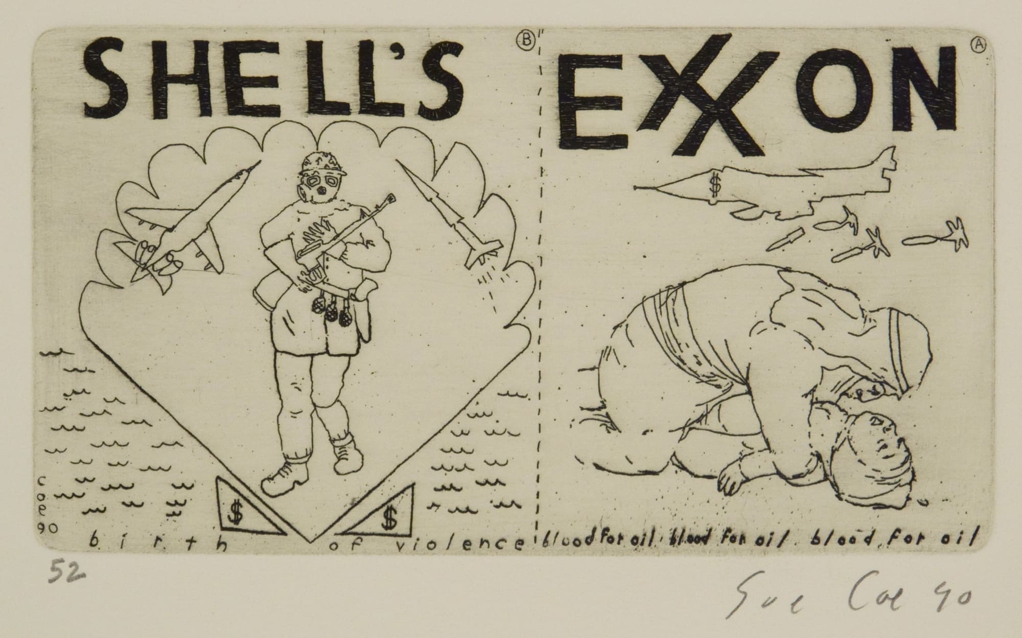 Sue Coe, Shell's Exxon, 1990 | www.suecoe.com