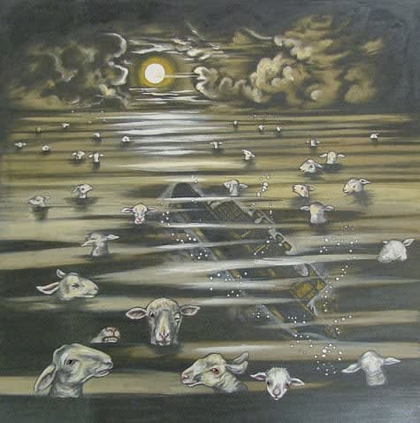 Sue Coe, Drowning Sheep, 2004 | www.suecoe.com