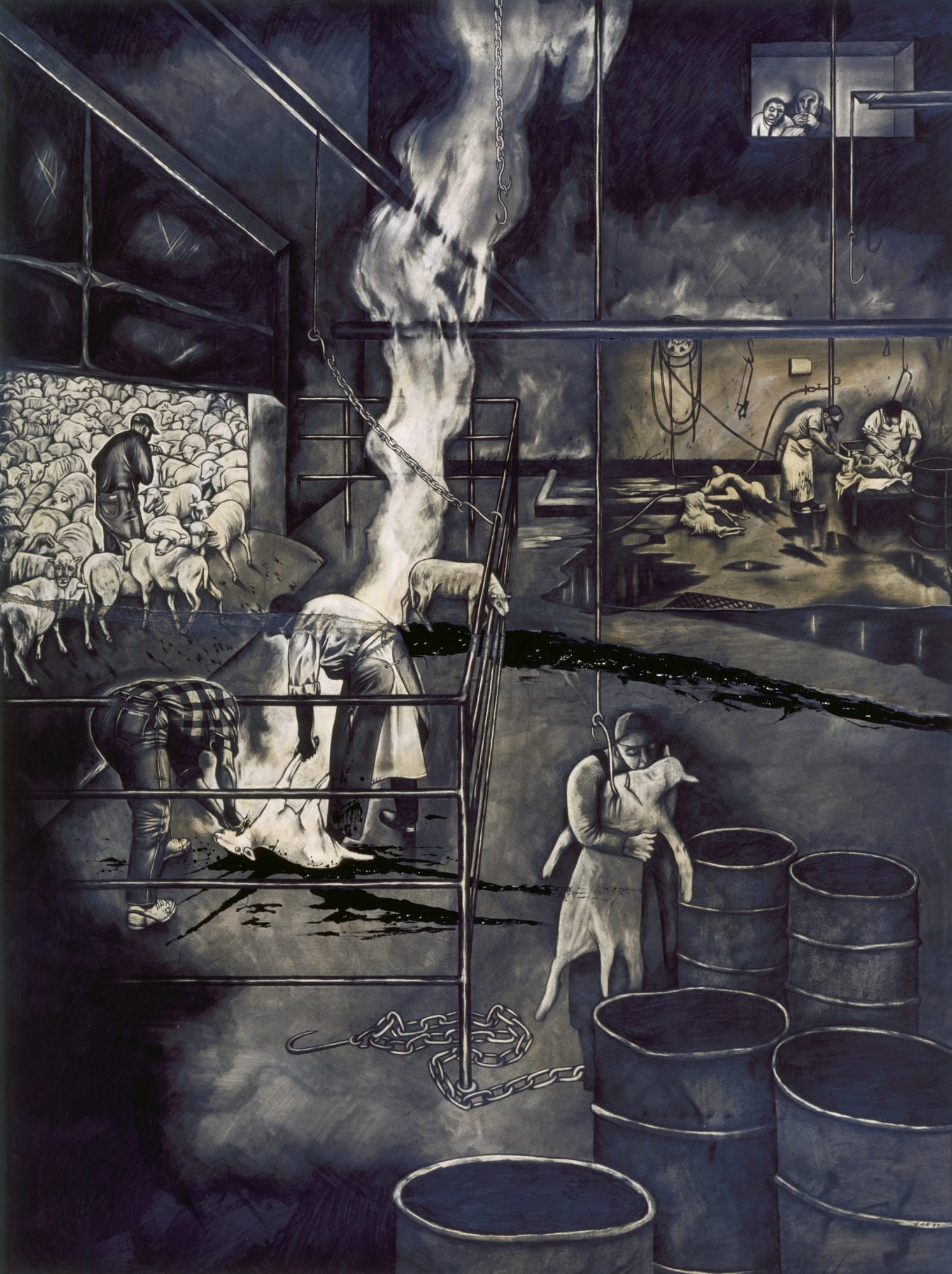 Sue Coe, Lambs to the Slaughter, 1989 | www.suecoe.com