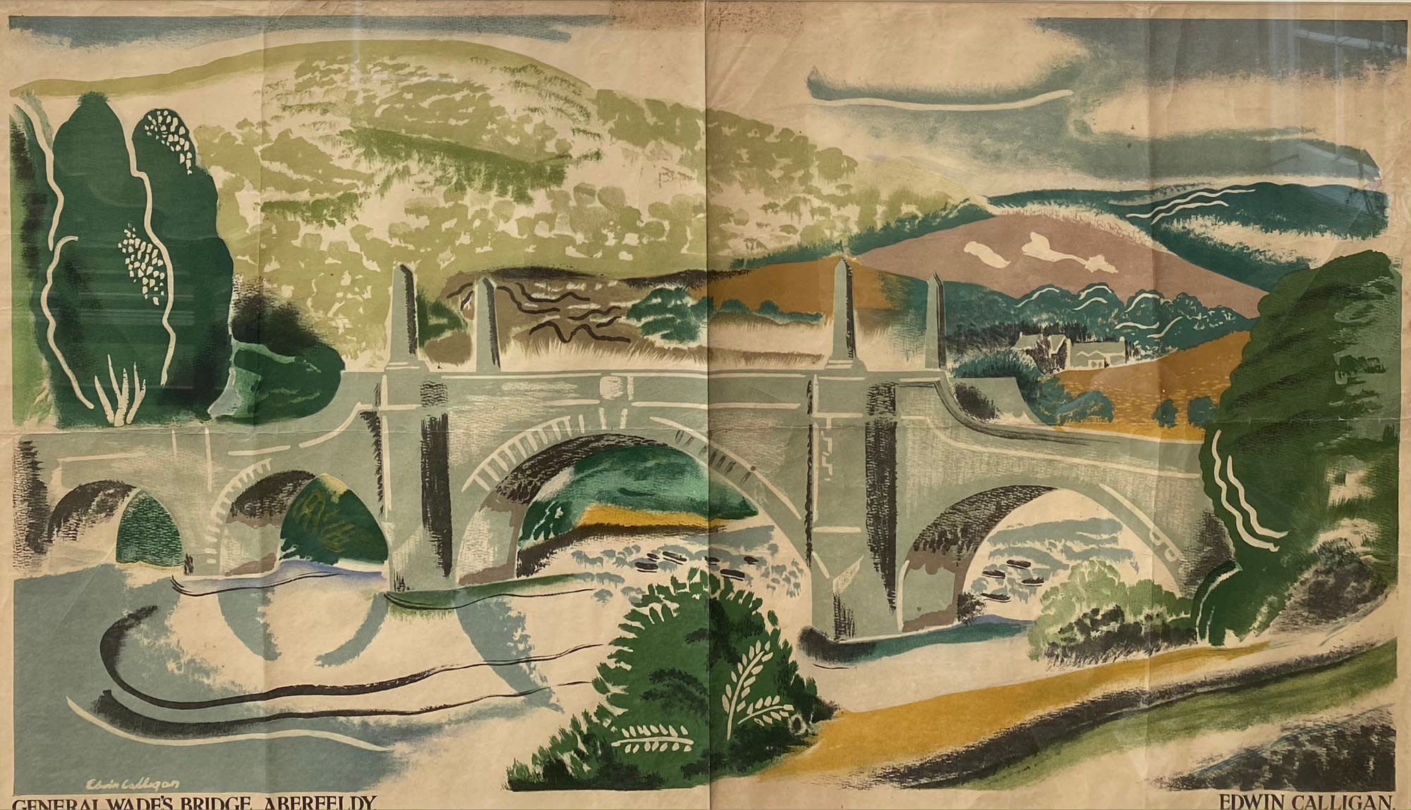 Edwin Calligan, General Wade's Bridge, Aberfeldy, 1933 | McEwan Gallery