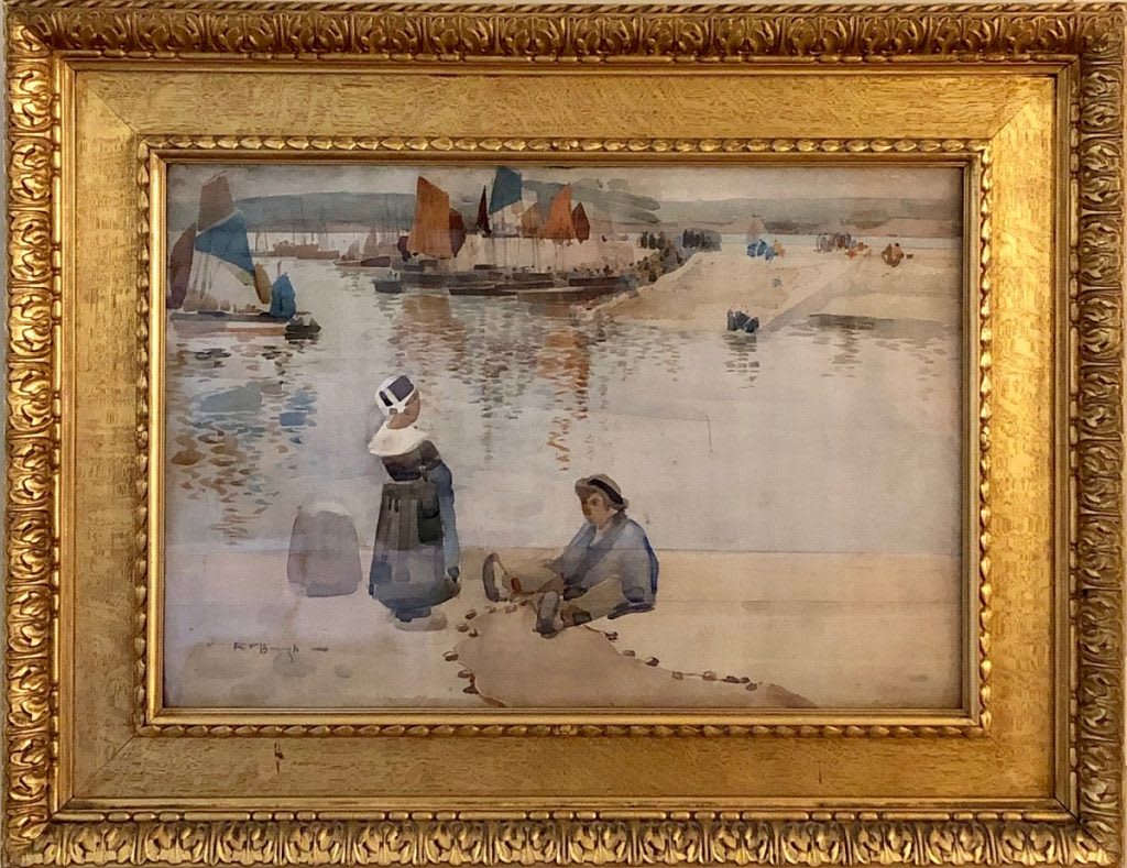 Robert Brough RA ARSA, Figures on the Harbour Wall, Brittany | McEwan ...