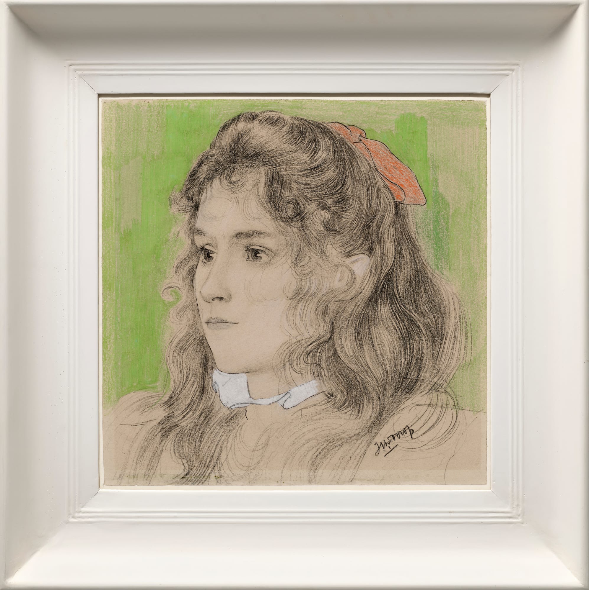 Jan Toorop (1858-1928), Portrait of a Girl, c. 1910 | Mireille Mosler, Ltd.