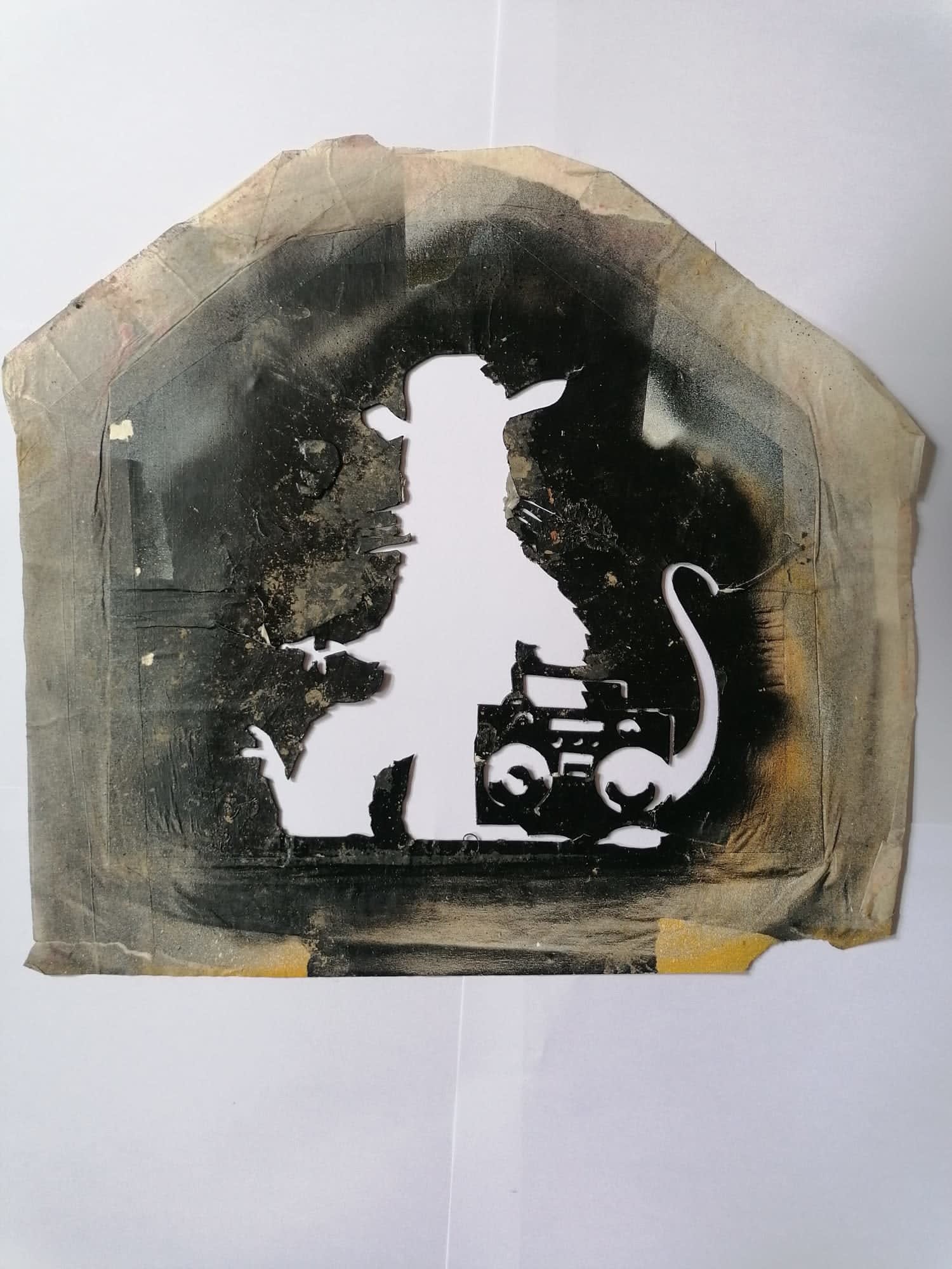 Banksy, Original stencil for Gangsta Rat aka Ghetto Blaster Rat or Boom ...