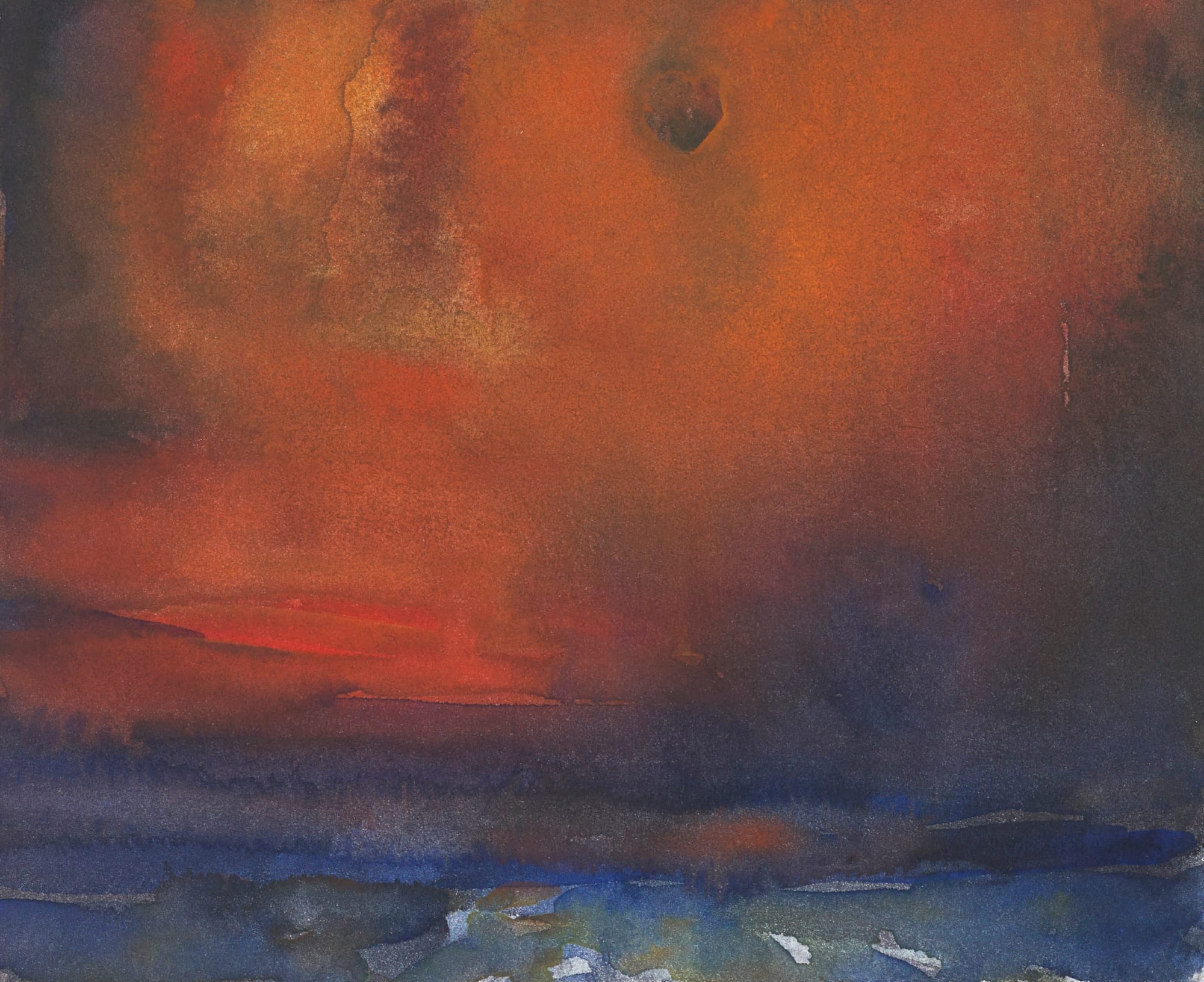 John Houston RSA, Untitled (Orange Sky with Dark Moon) | Royal Scottish ...