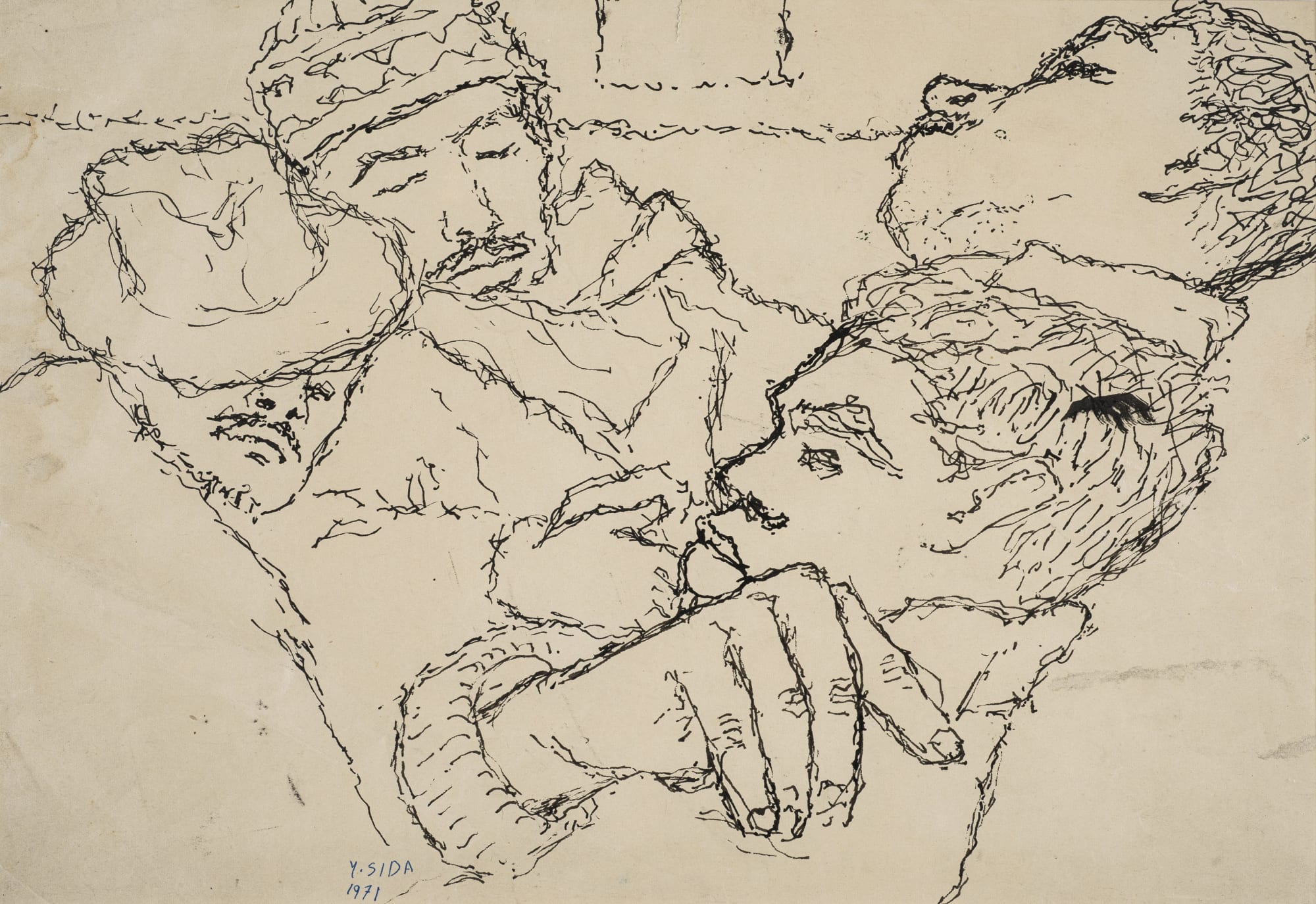 Youssef Sida, Sleeping Gentlemen, 1971 | Safarkhan Art Gallery