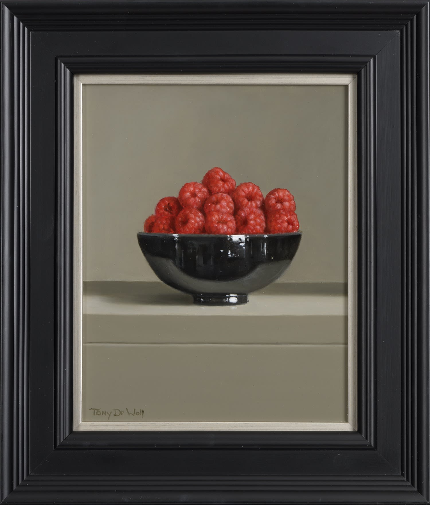 Tony de Wolf, Raspberries in a Black Bowl | Thompson's Gallery