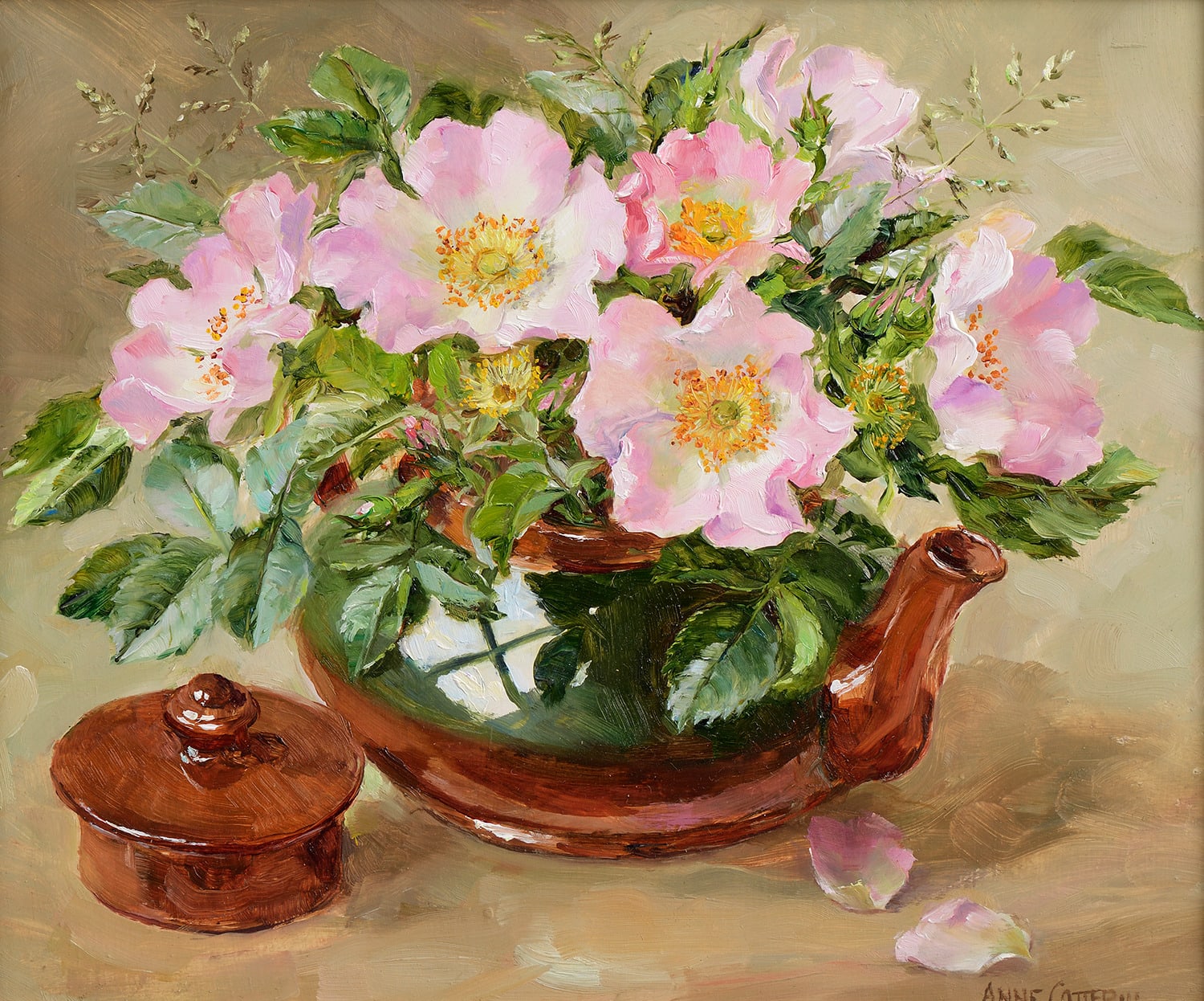Anne Cotterill, Wild Roses in a Teapot | Thompson's Gallery