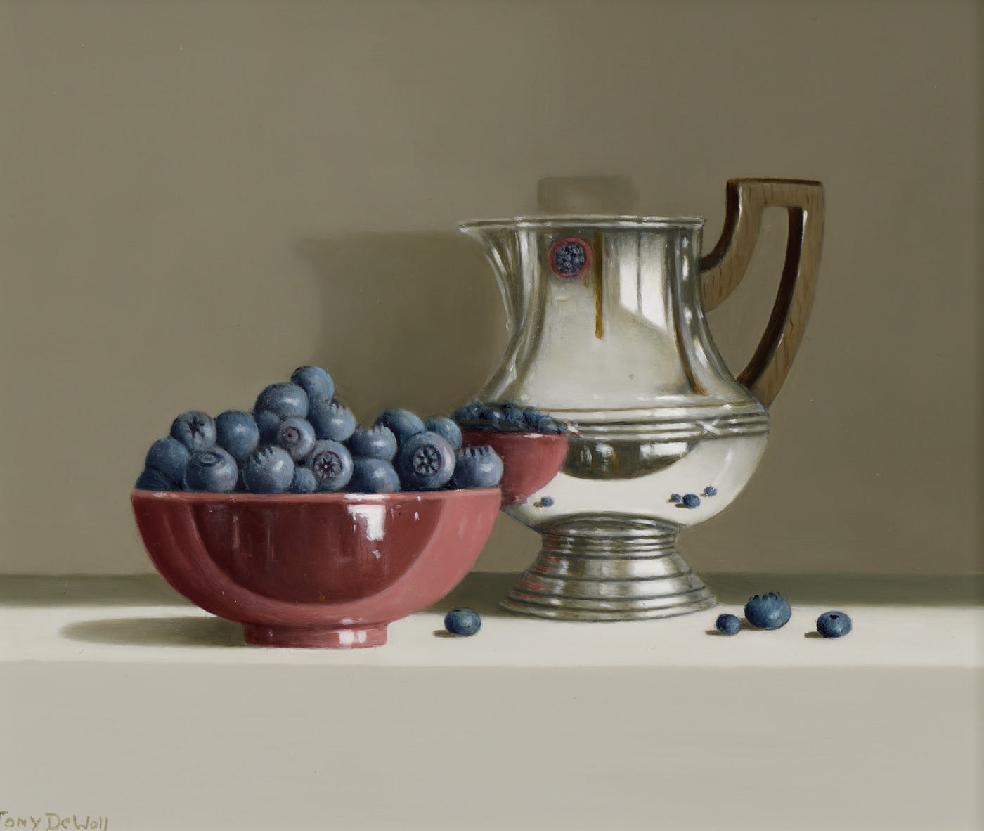 Tony De Wolf, Silver Jar with Blueberries | Thompson's Gallery