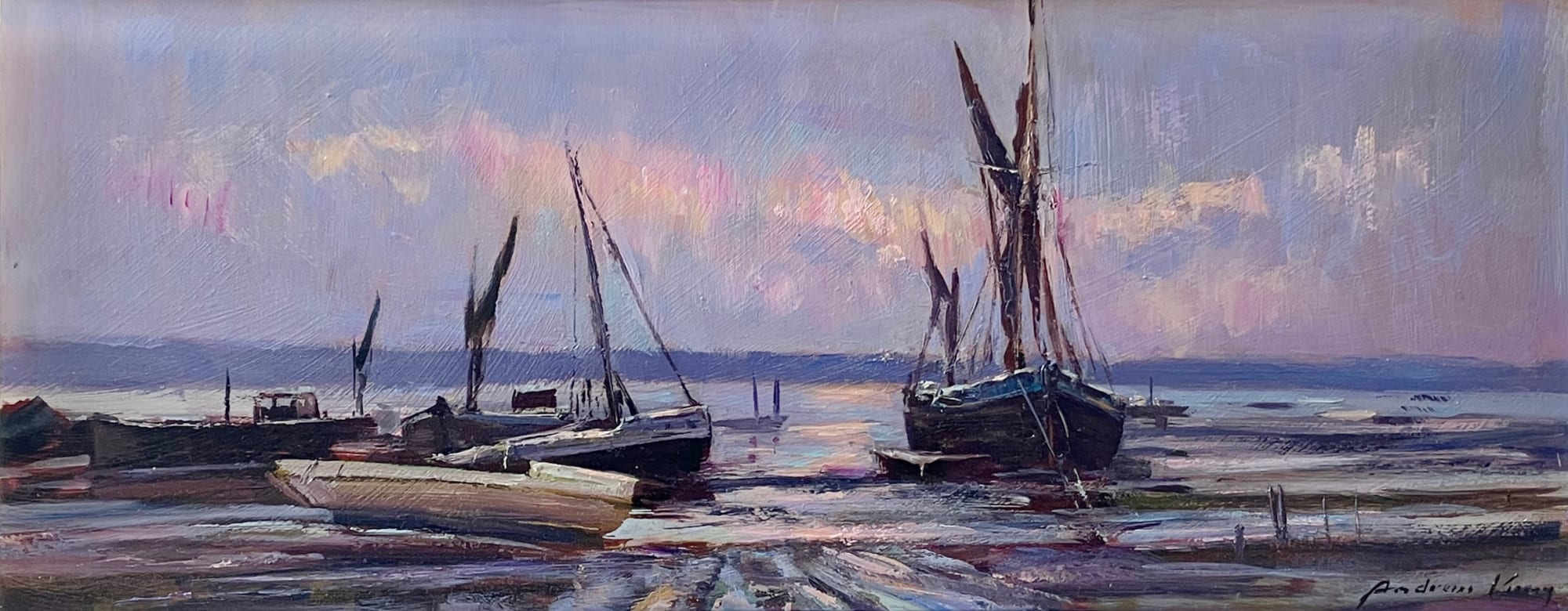 Andrew King ROI NS EAGMA IEA, Pin Mill, Dusk | Thompson's Gallery