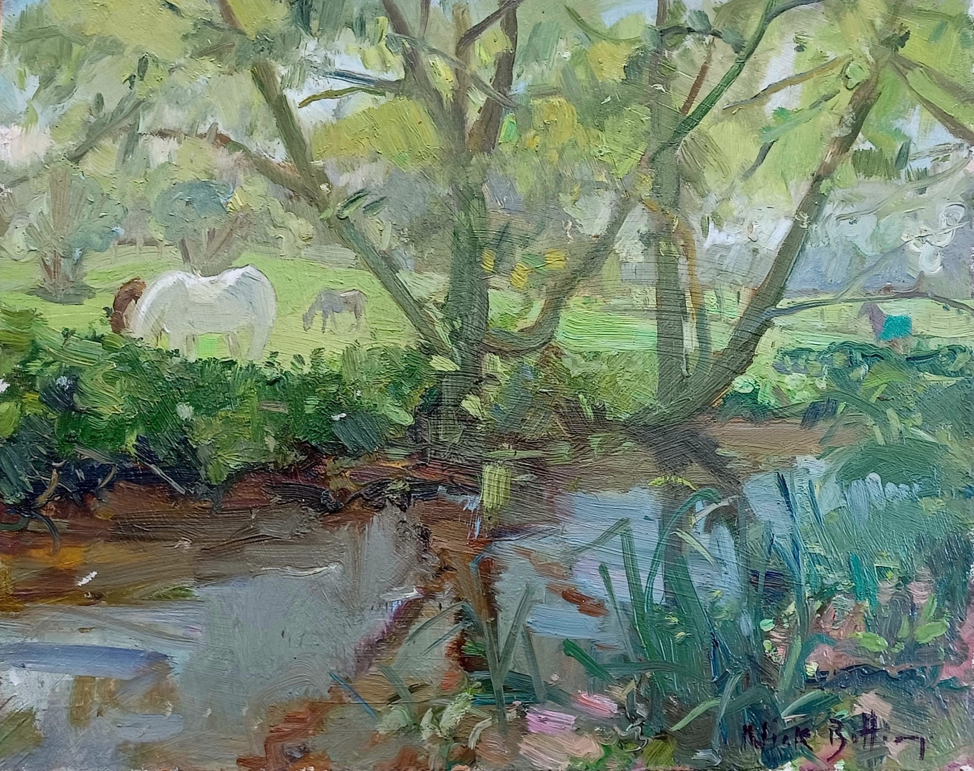 Nick Botting, The River Lea, Springtime | Thompson's Gallery