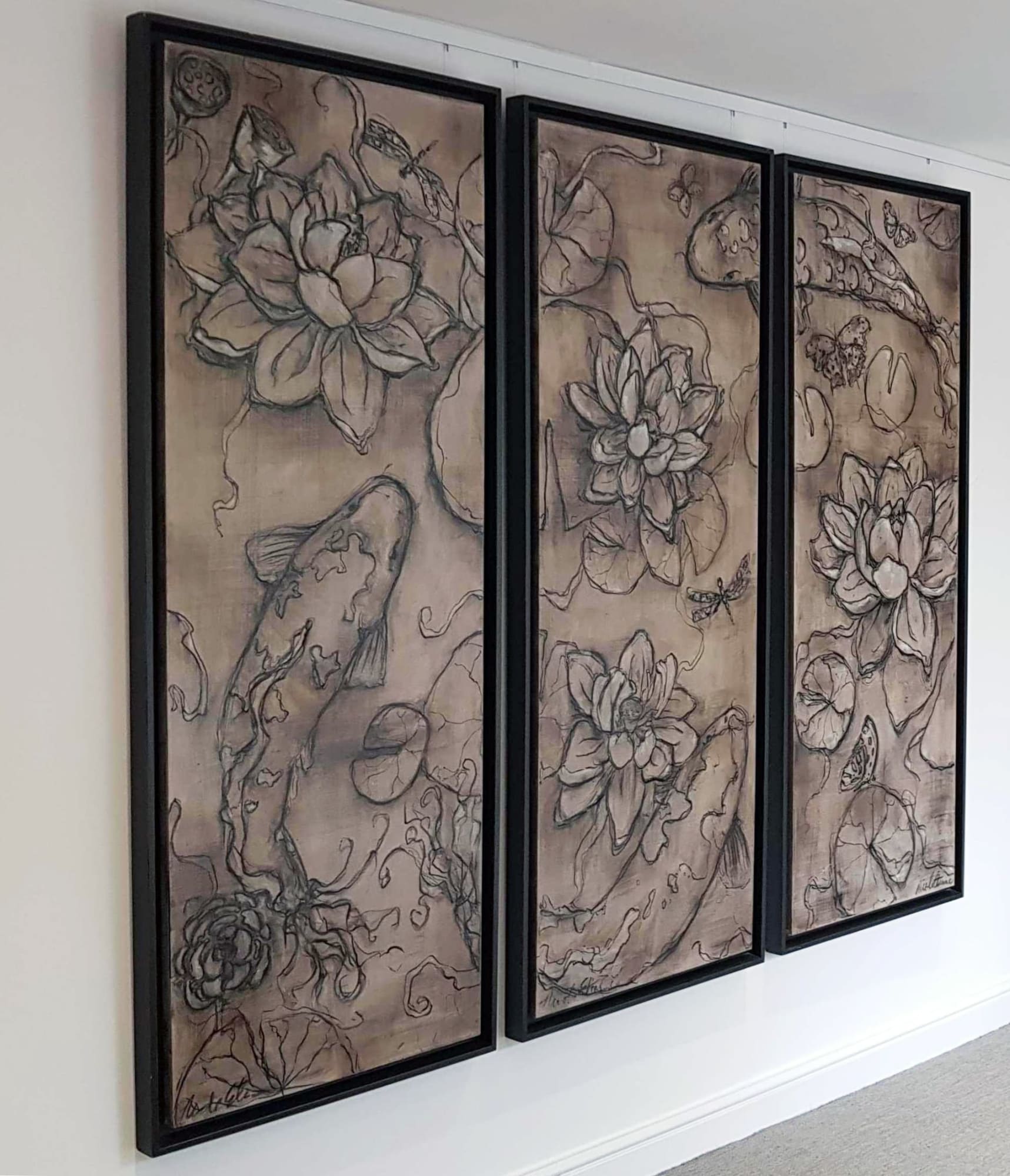 Nicole Etienne, Butterfly Botanical (triptych) | Oil Art Advisory
