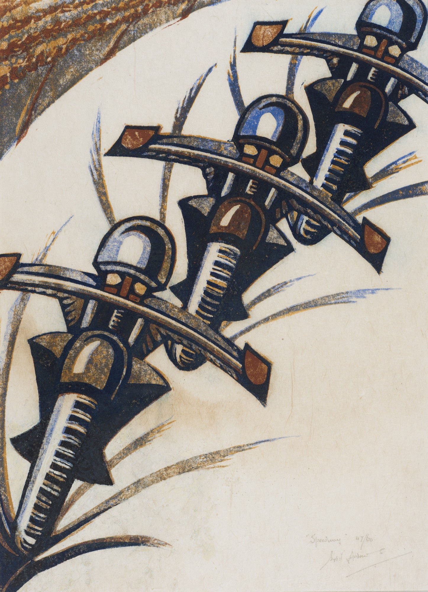 Sybil Andrews, Speedway, 1934 | Linocuts from the Grosvenor School ...