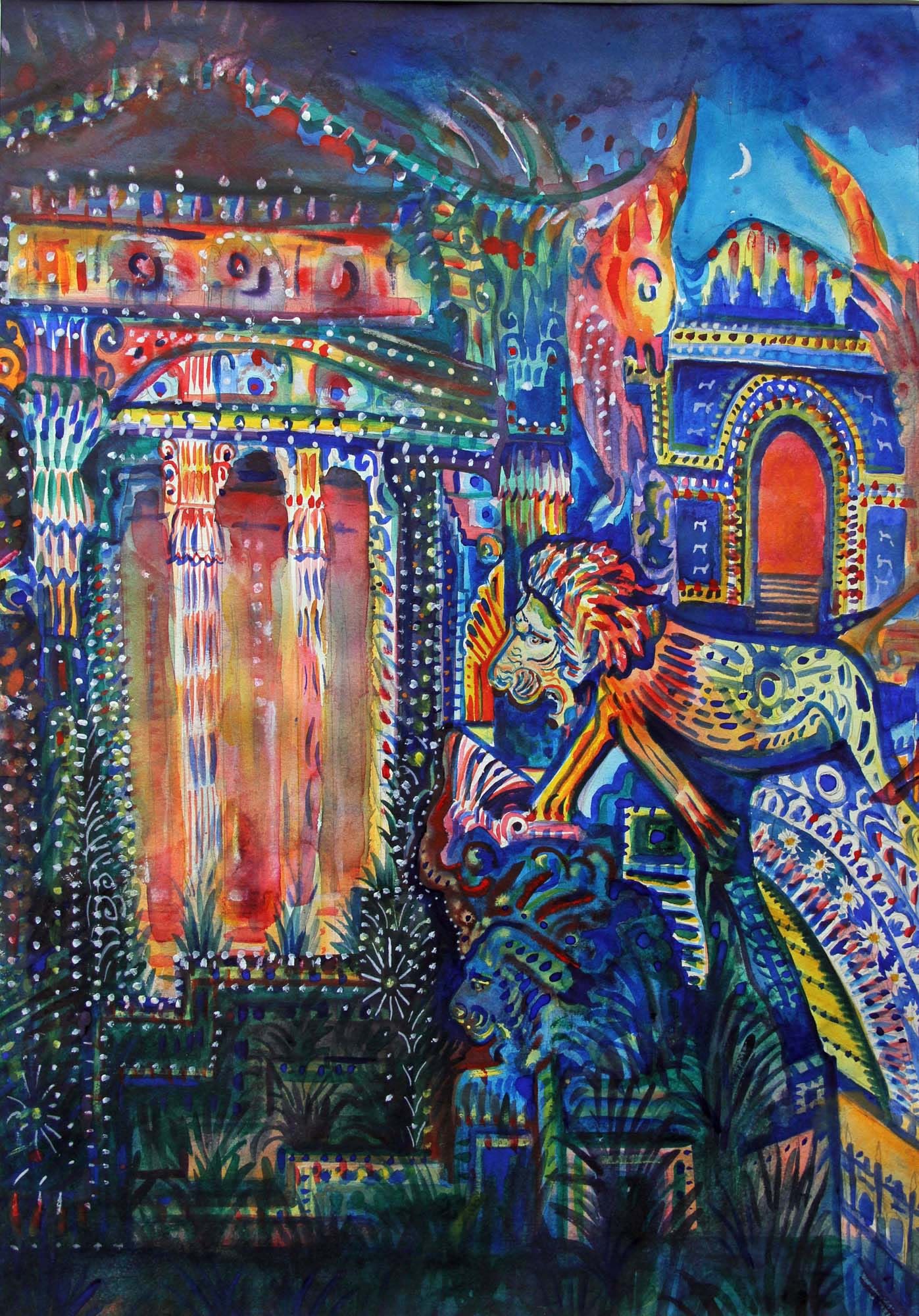 Neil Pittaway, Assyrian Lion Palace | Royal Watercolour Society