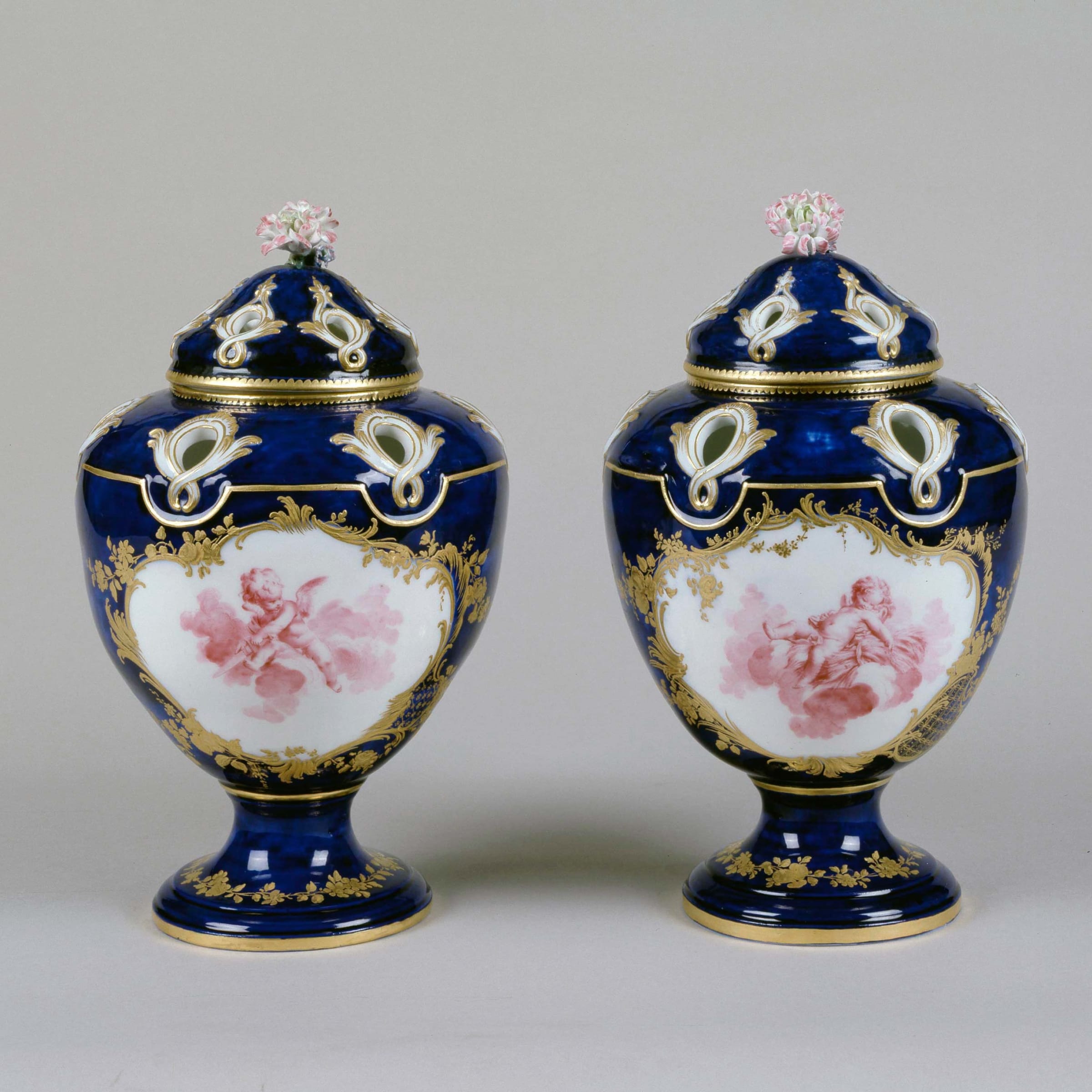 Sèvres Porcelain, A Very Rare Pair of Vincennes Pots Pourris Pompadour ...