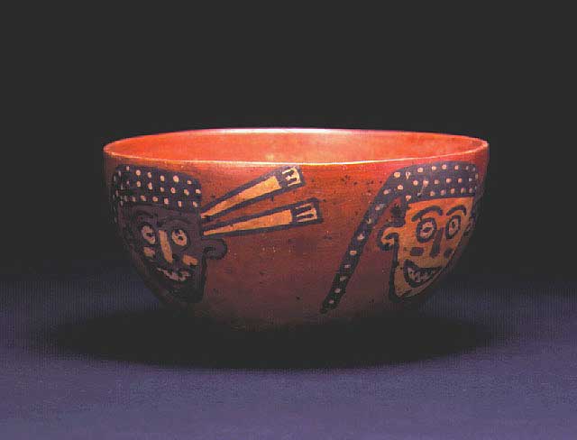 Nazca Bowl with Four Trophy Heads, 500 CE - 700 CE | Barakat Gallery
