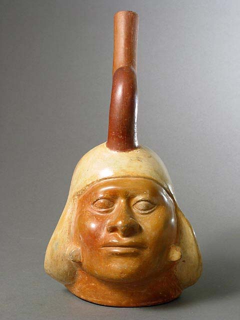 Moche Portrait Head Vessel, 200 CE - 600 CE | Barakat Gallery