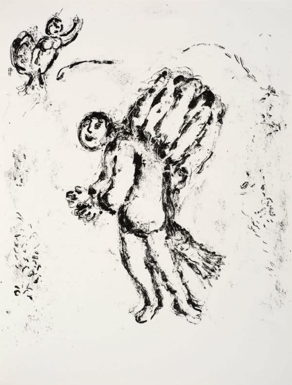 Marc Chagall, Caliban, with fish-tail, carries firewood, 1975 | Ben Uri