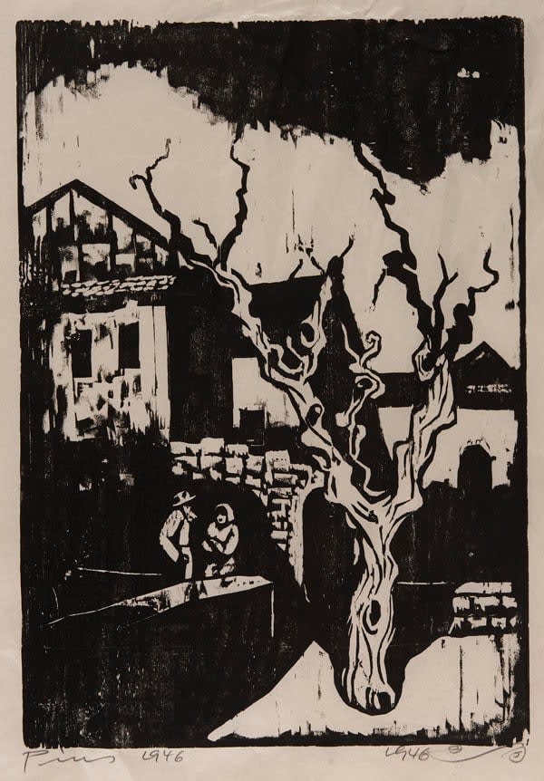 Jacob Pins, Village Scene with Tree | Ben Uri