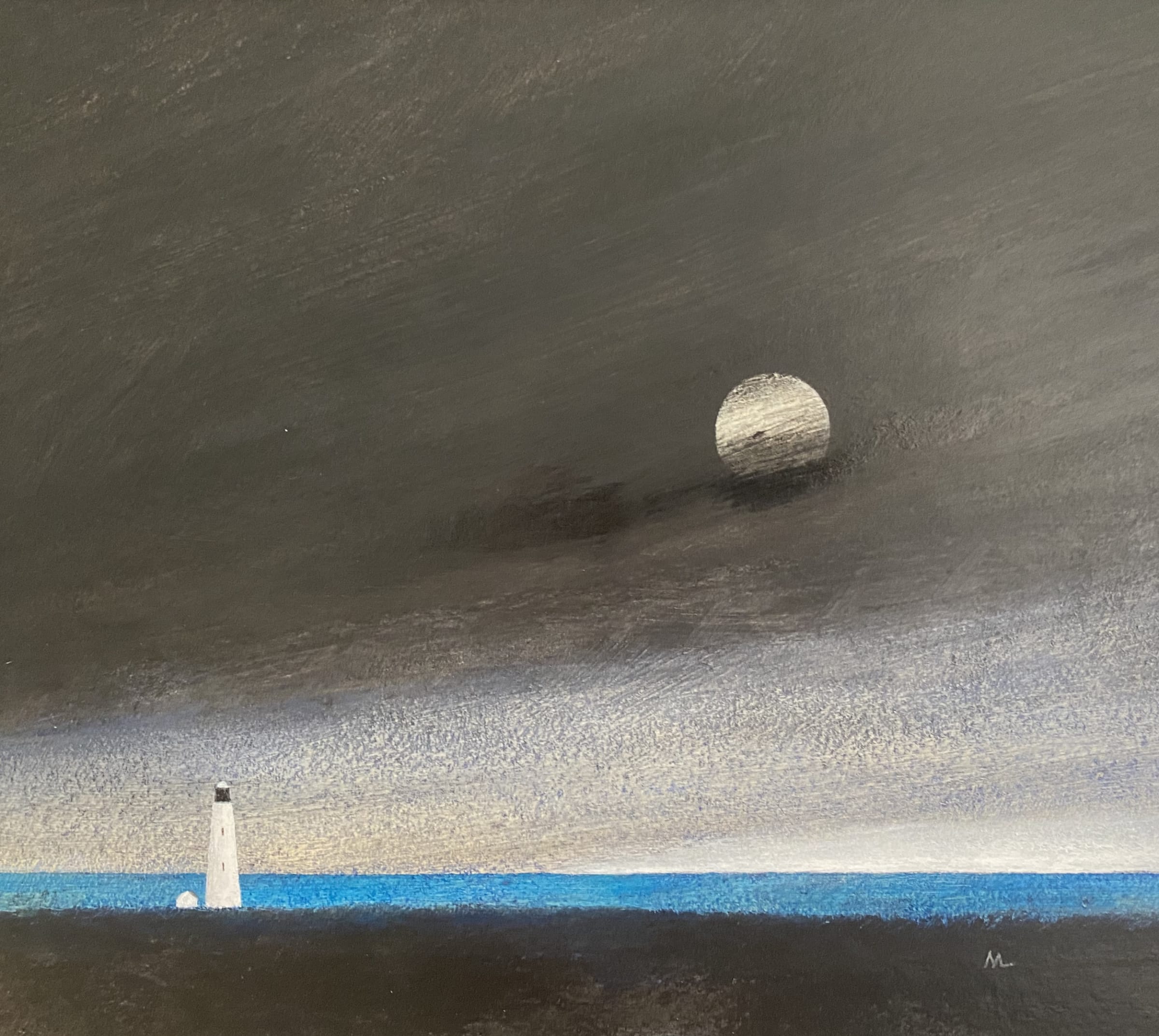 Martin Leman RWS, Moon over the Lighthouse | Bankside Gallery