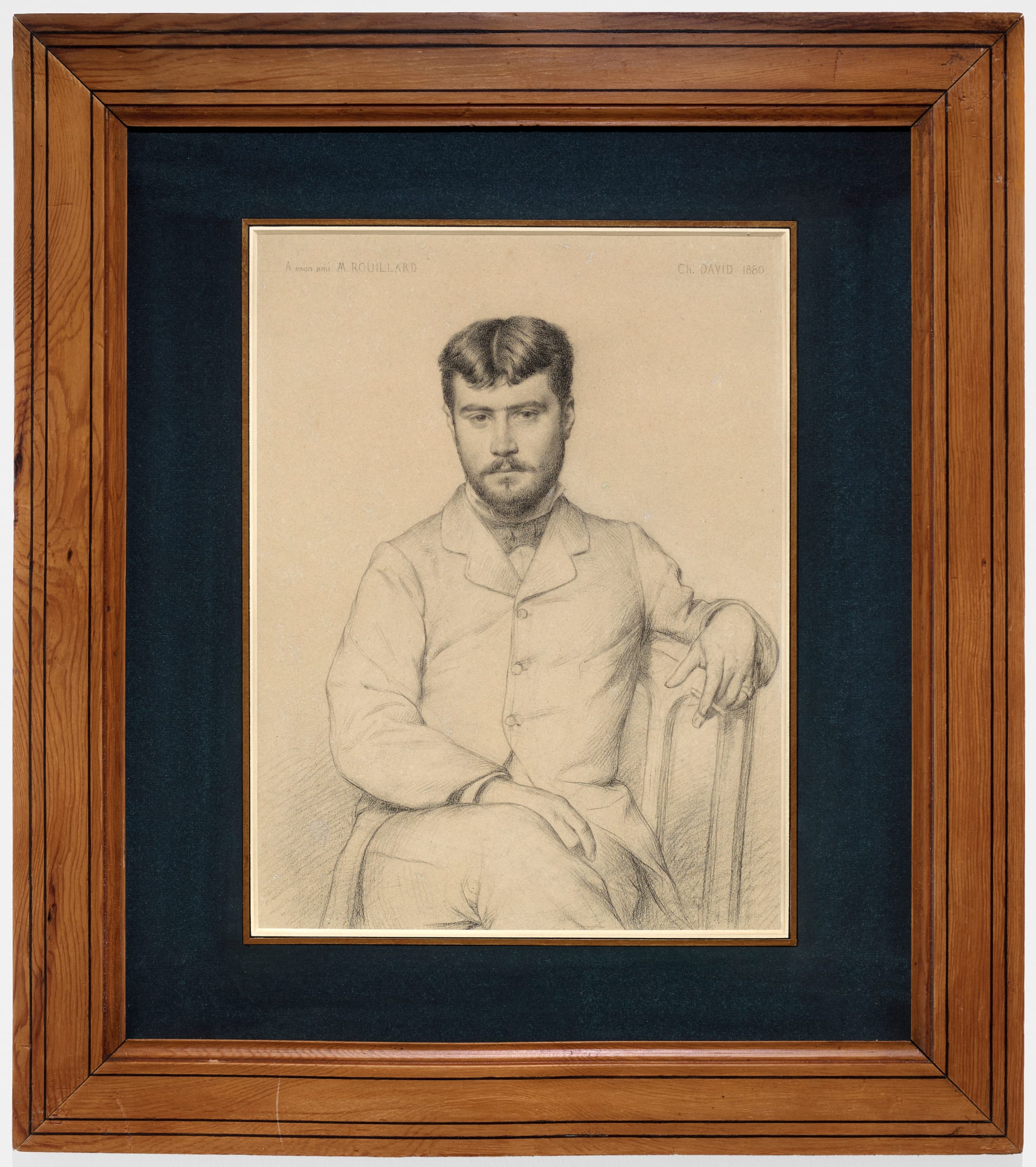 CHARLES EUGÈNE DAVID, Portrait of M. Rouillard seated, with a cigarette ...