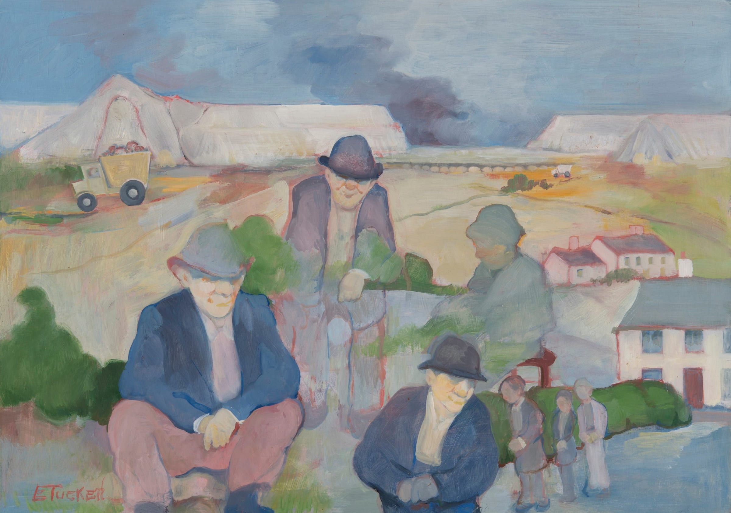 Eric Tucker, Figures in Landscape (oil version) | Connaught Brown