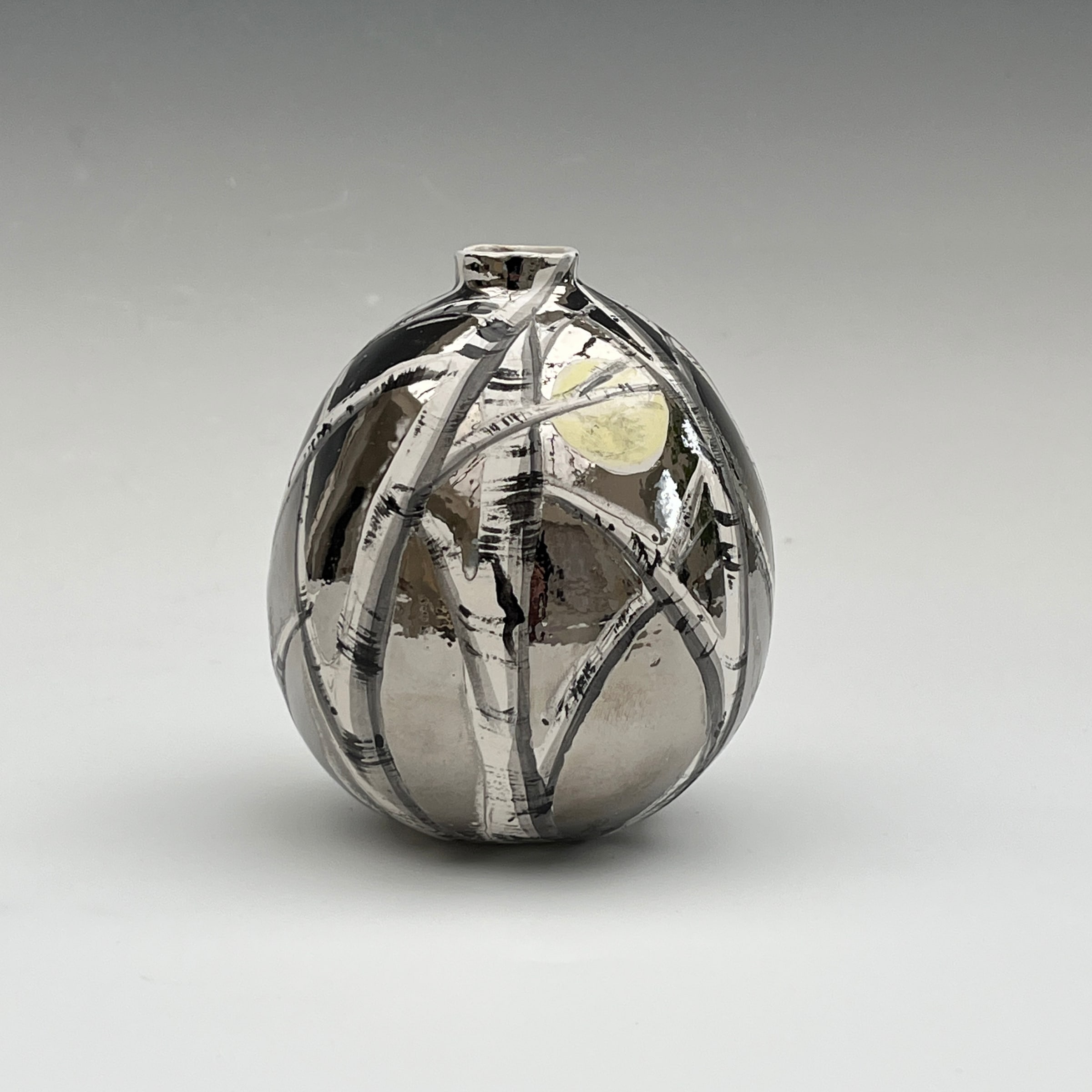 Elaine King, Platinum Birch Moon Flask, 2025 | Gallery by the Lakes