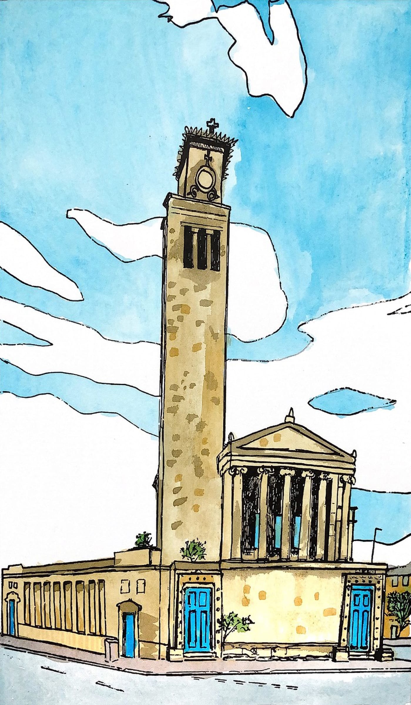 Damian Henry, Greek Thomson Church, Caledonia Rd, 2025 | shop.glasgowprintstudio.co.uk