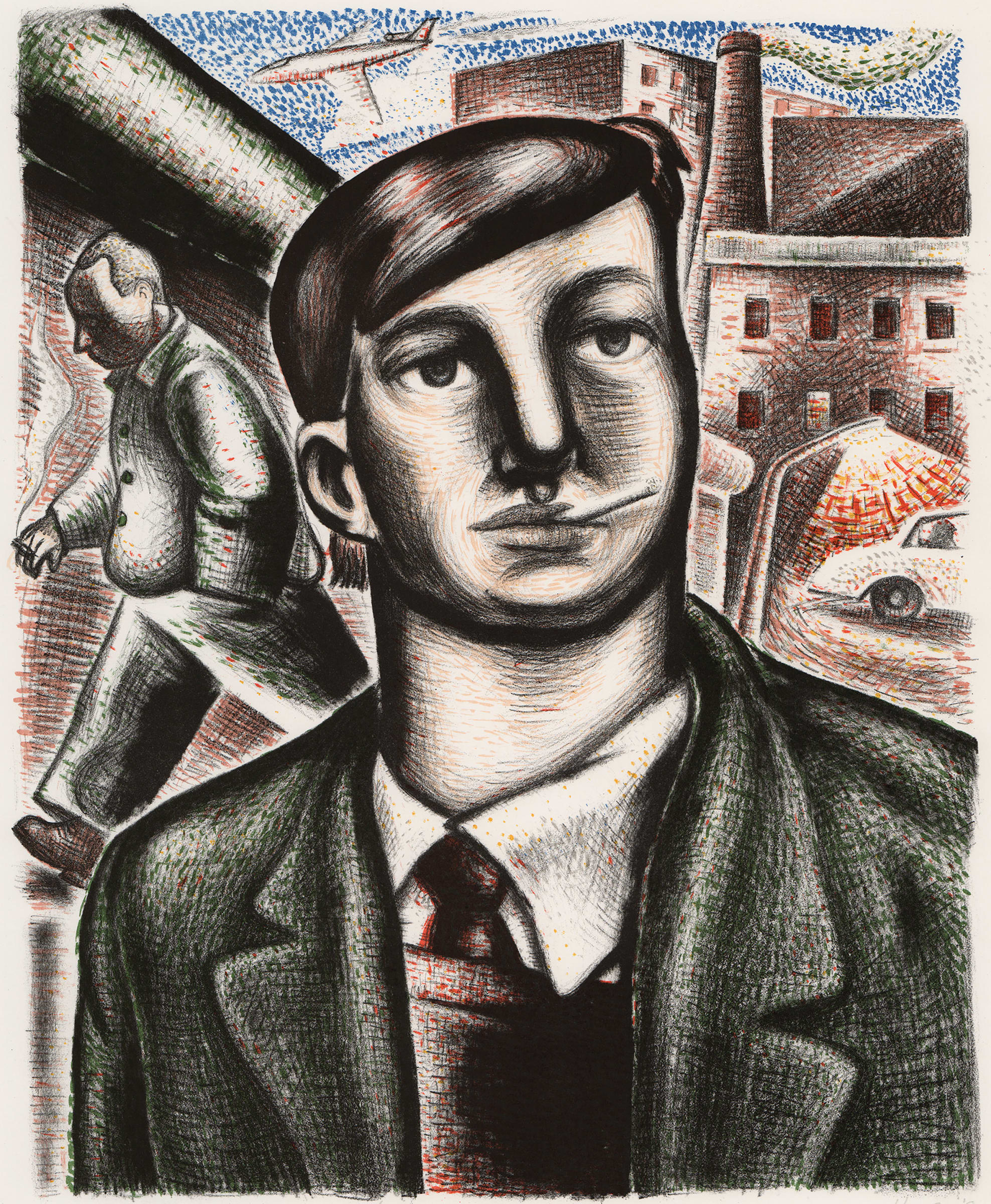 Peter Howson, Man with Cigarette, 1982 | shop.glasgowprintstudio.co.uk