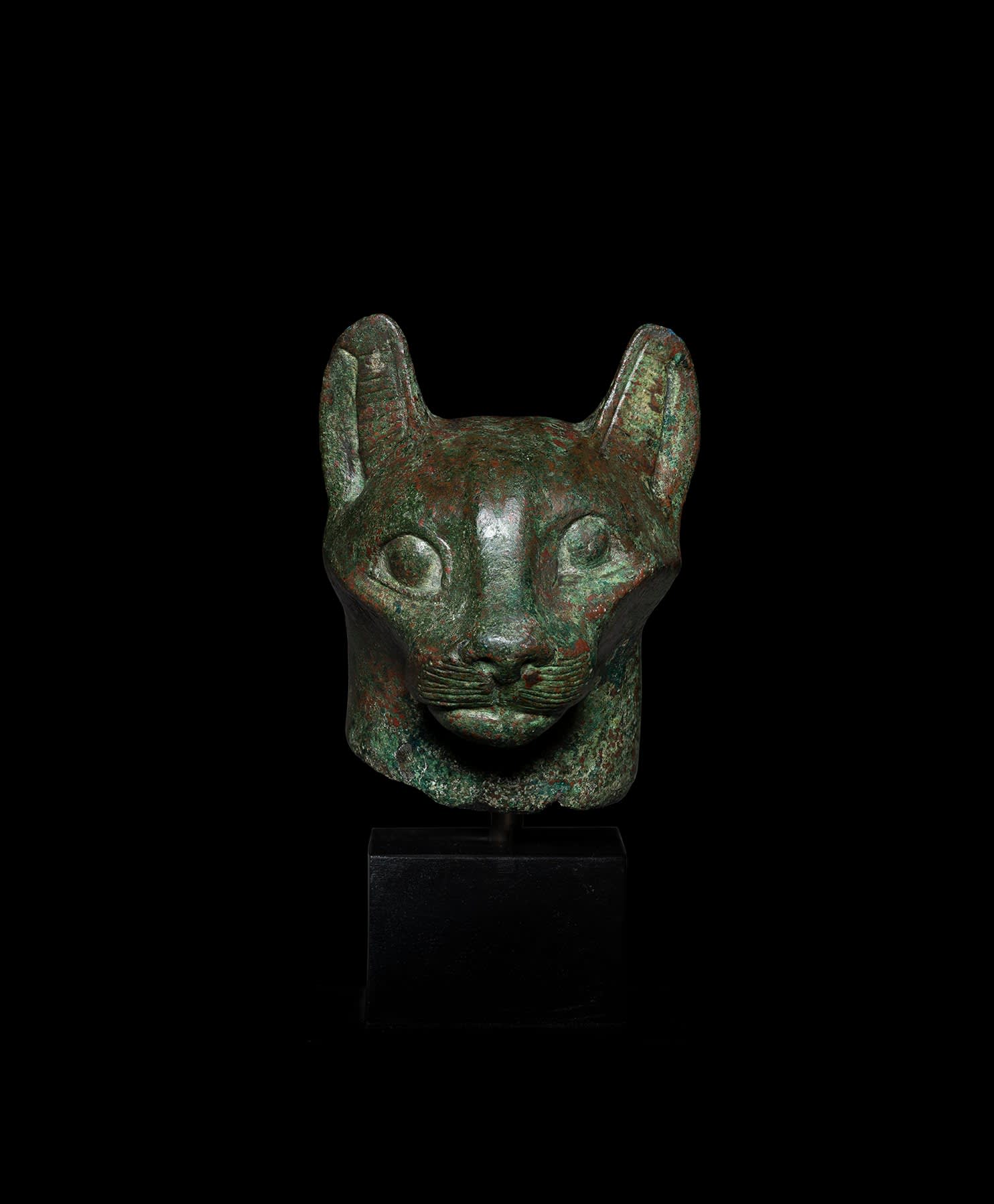 Egyptian, An Egyptian bronze cat head, Late Period, circa 664 - 30 BC ...