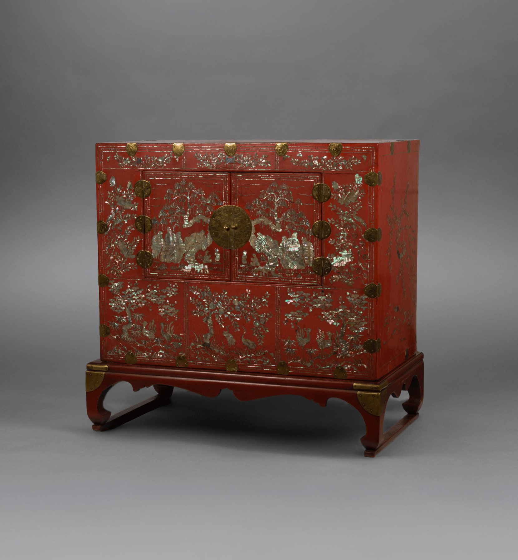 Unknown, Joseon Dynasty (1392–1897), Red Lacquer Chest Inlaid with ...