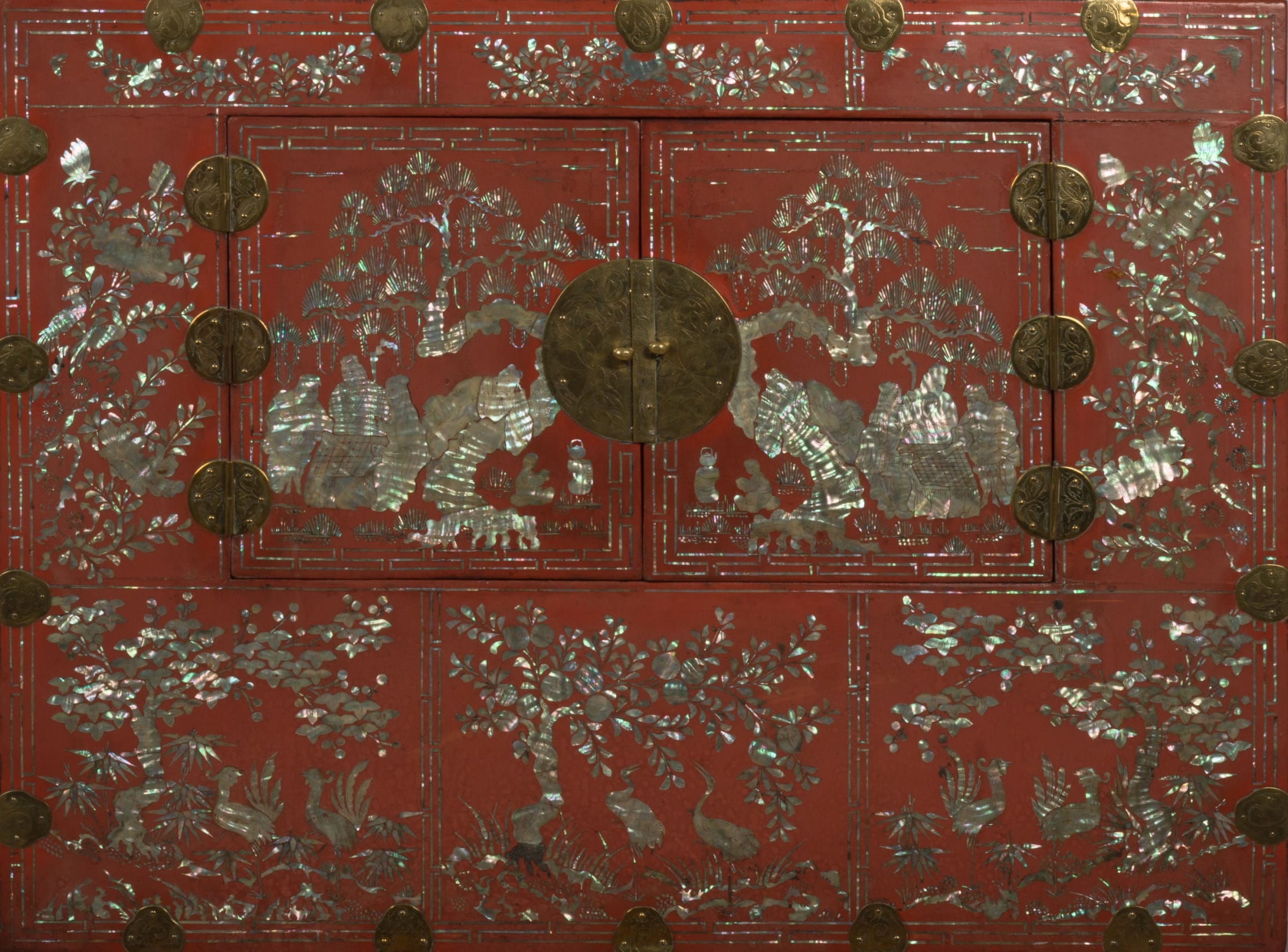 Unknown, Joseon Dynasty (1392–1897), Red Lacquer Chest Inlaid with ...