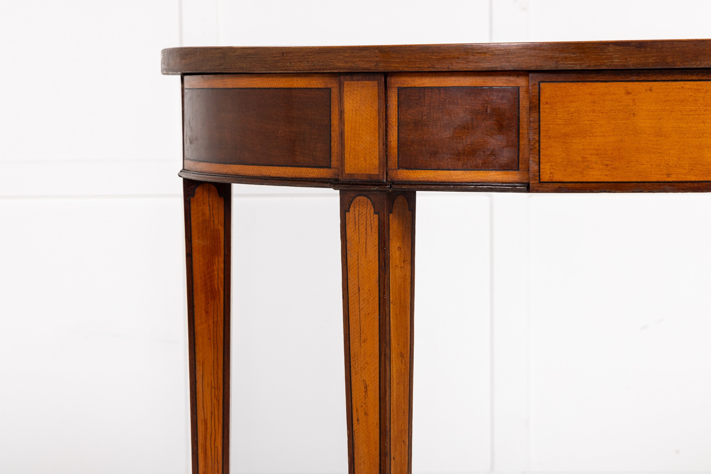 19th Century English Demi Lune Mahogany Side Table | Lee Wright Antiques