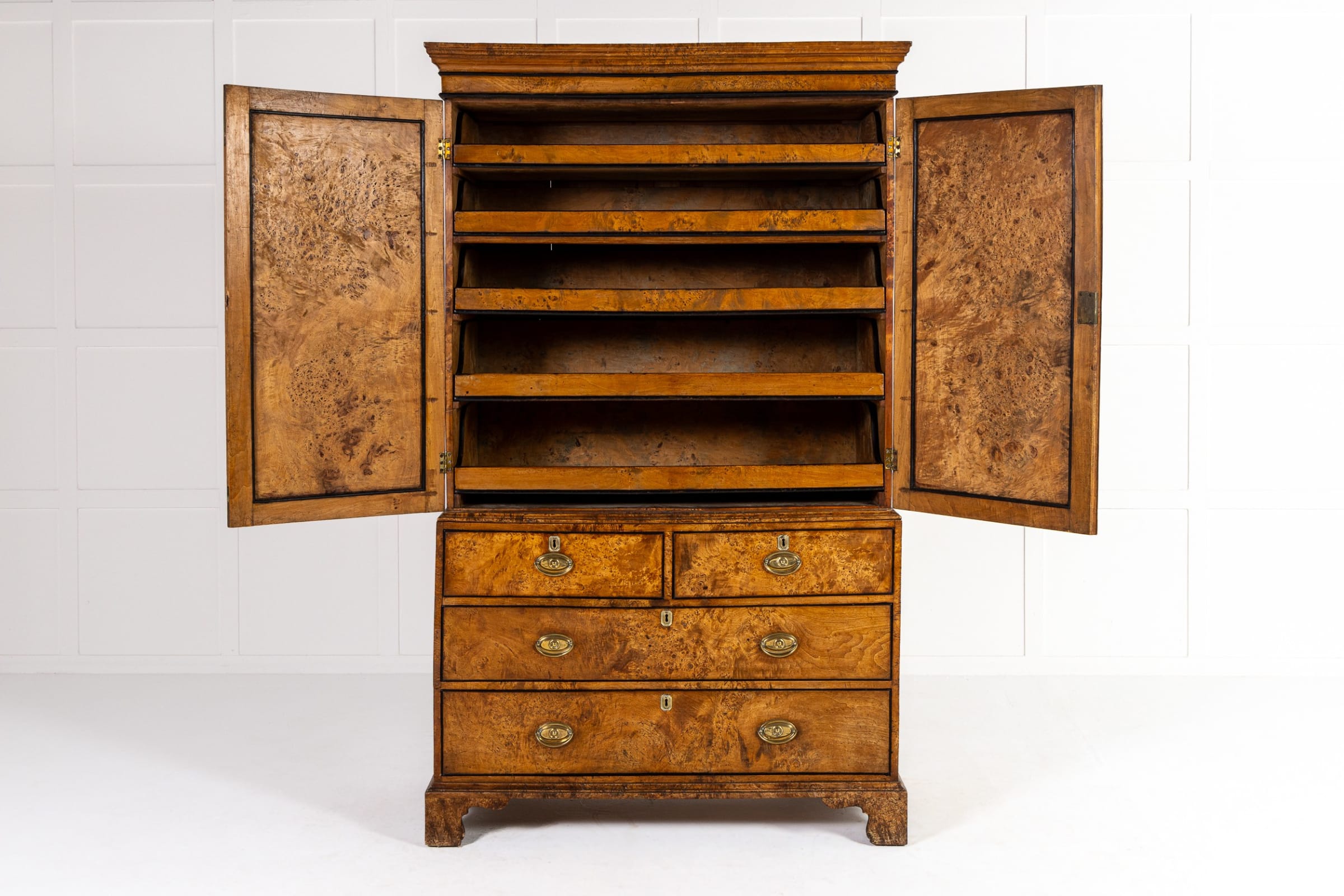 Late 18th/Early 19th Century Sycamore Linen Press | Lee Wright Antiques