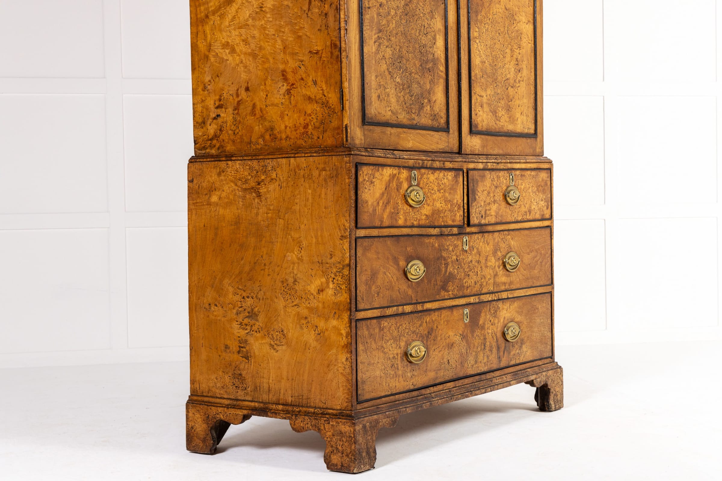 Late 18th/Early 19th Century Sycamore Linen Press | Lee Wright Antiques