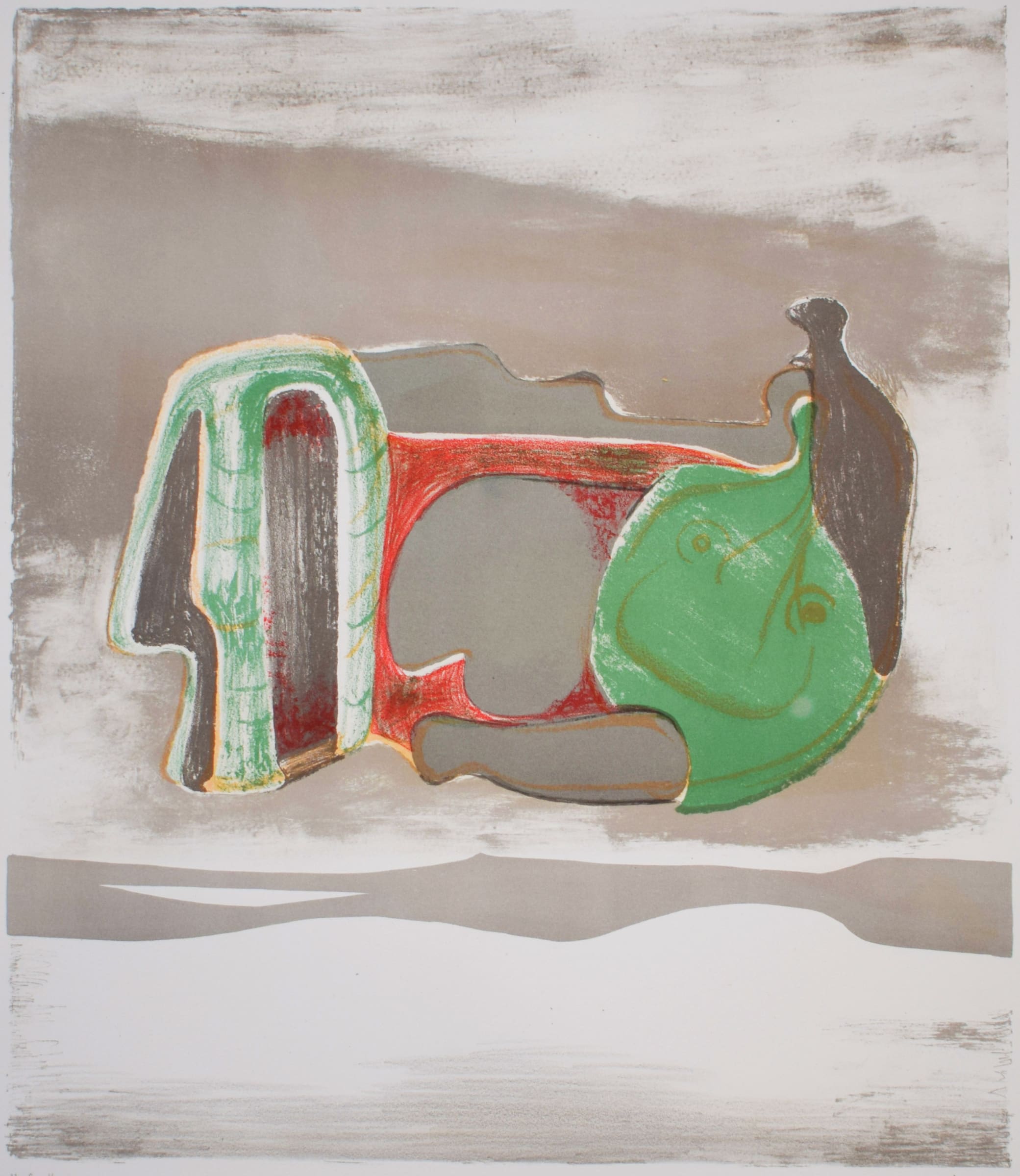 HENRY MOORE, Reclining Figure with Sky Background, from: Reclining ...