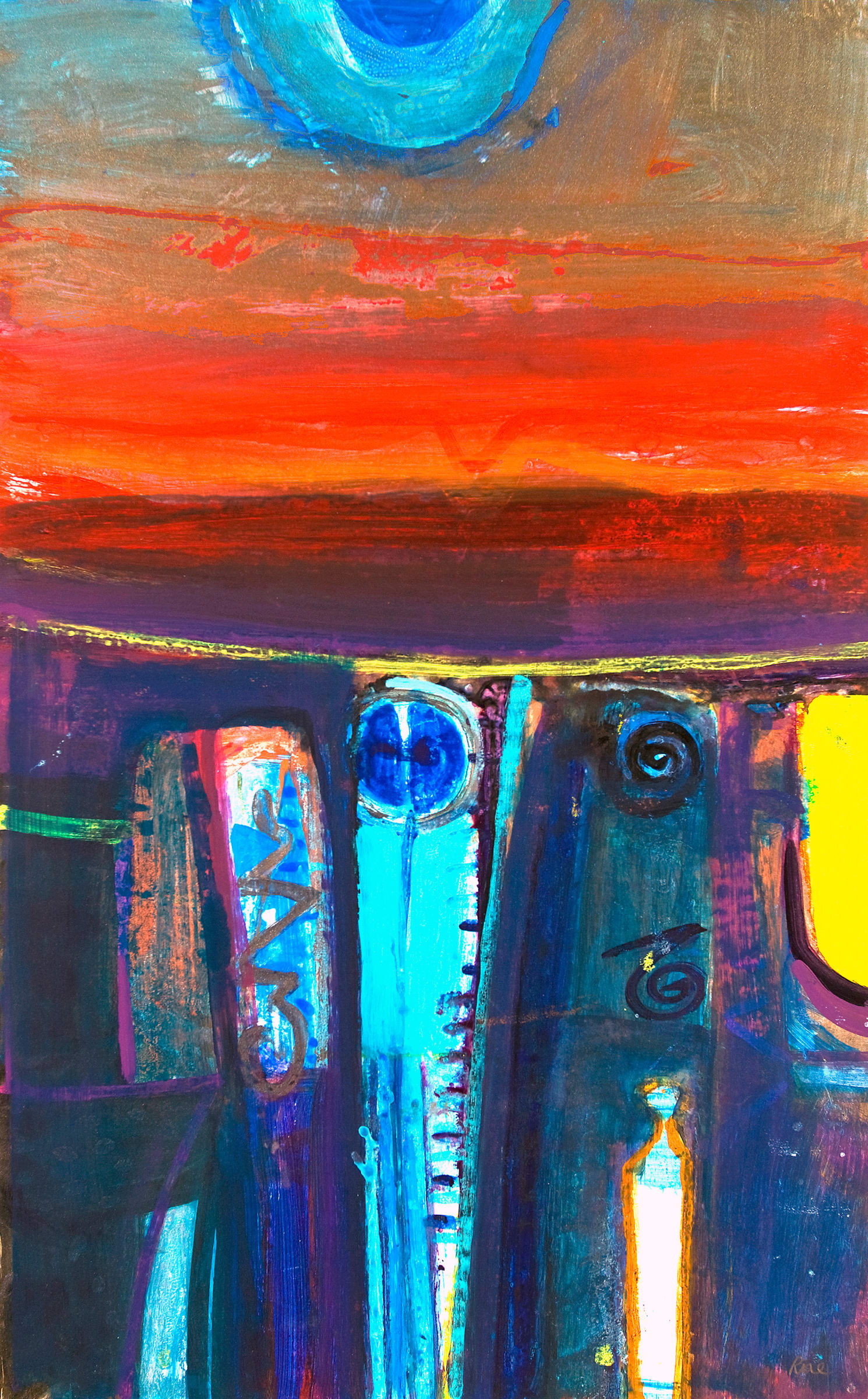 Barbara Rae, Red Sky Icons, 2010 | London Original Print Fair