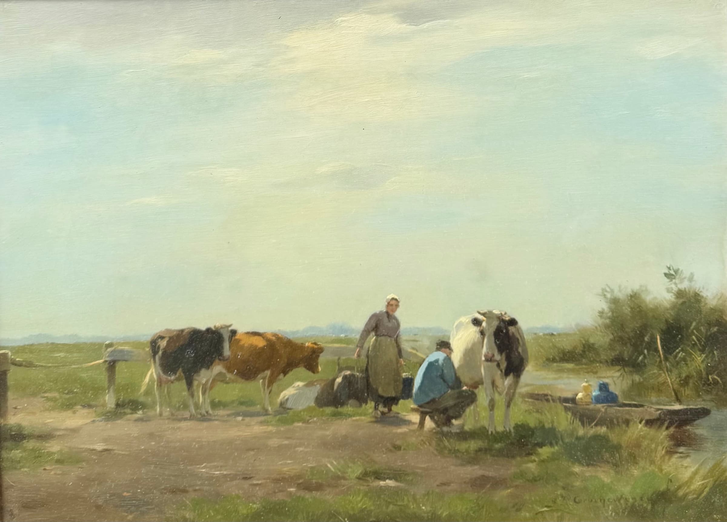 Adrianus Johannes Groenewegen, Milking Time | McEwan Gallery