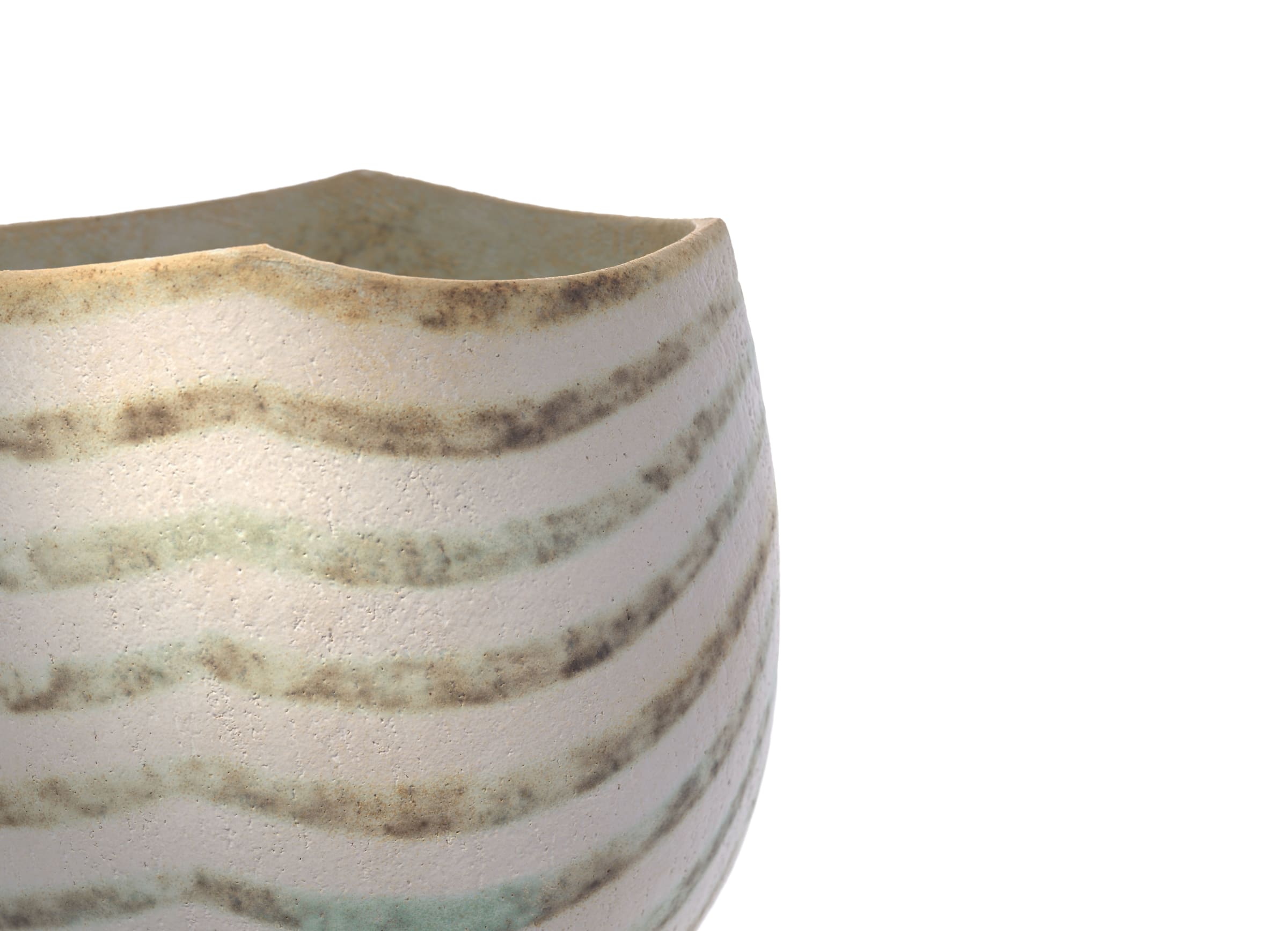 John Ward, Green and White Banded Pot, circa 1990s | Offer Waterman