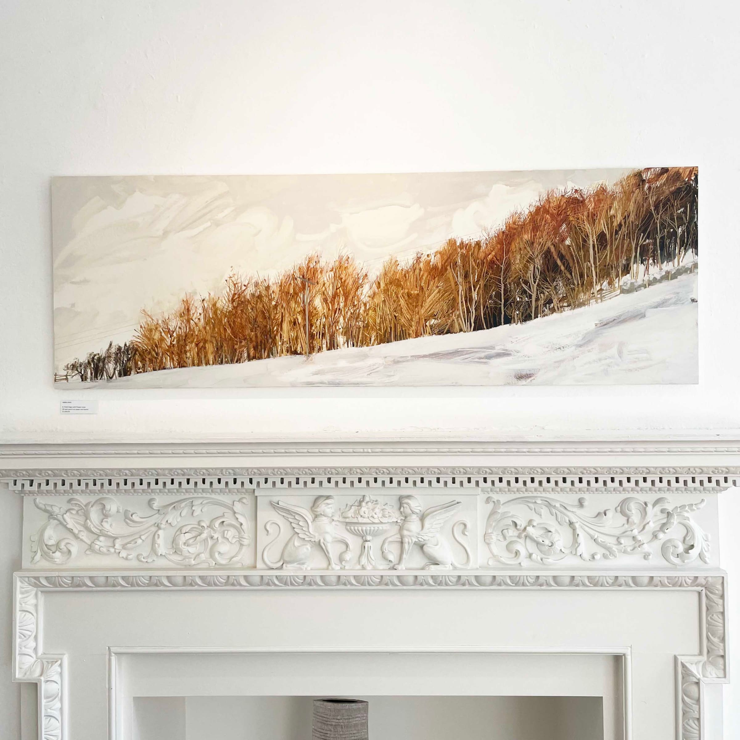 Anna King, Field Edge with Power Lines | Open Eye Gallery