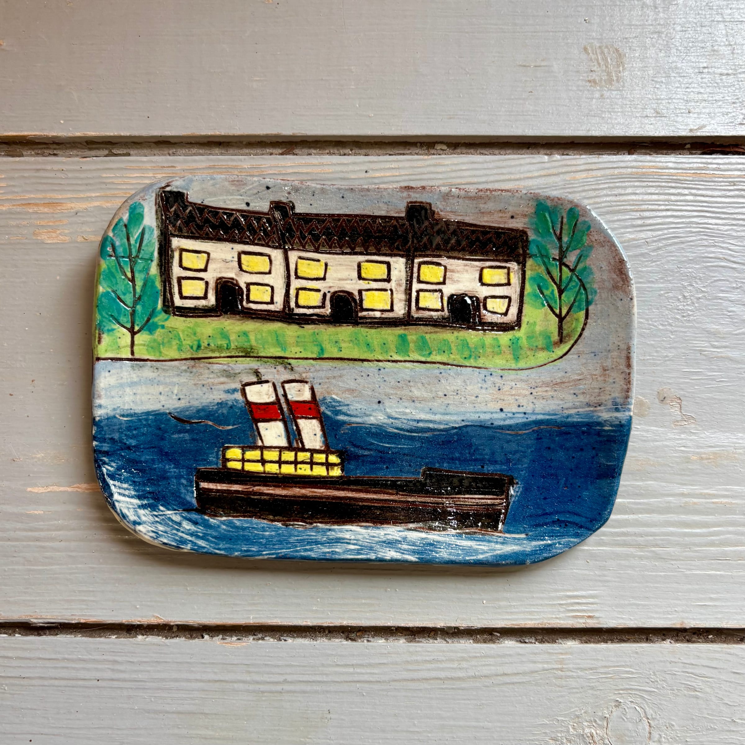 Anne Barrell, Ship Shape - Postcard Plate, 2025 | Porthminster Gallery