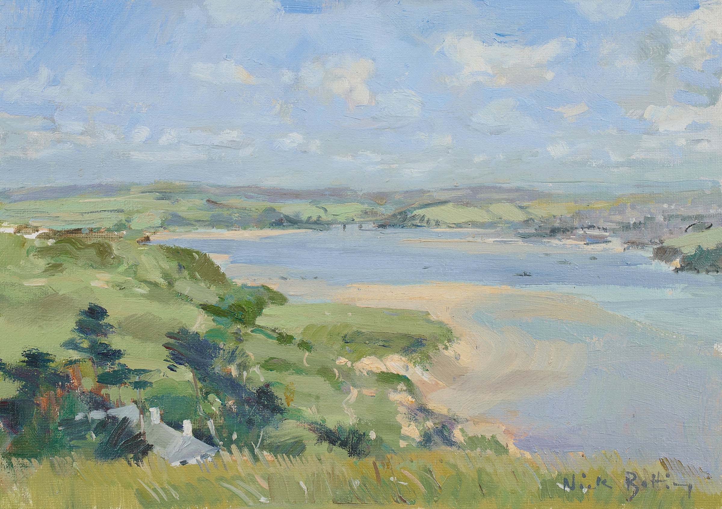Nick Botting, Panorama, The Camel Estuary from Brea Hill | Portland Gallery